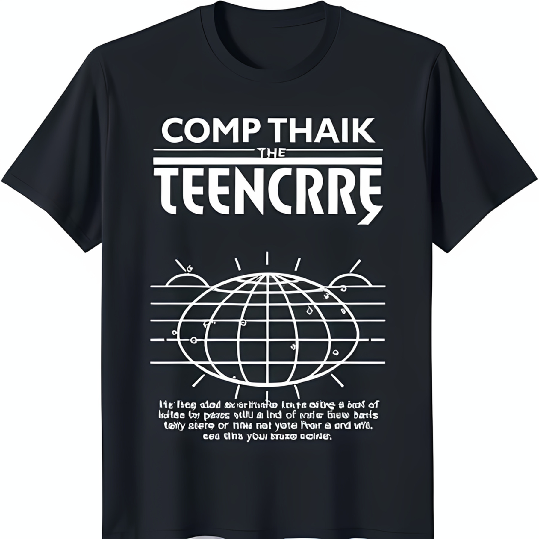 Men's T-Shirt with Unique ' Thaik The Teencrre' Design & Globe Graphic ...