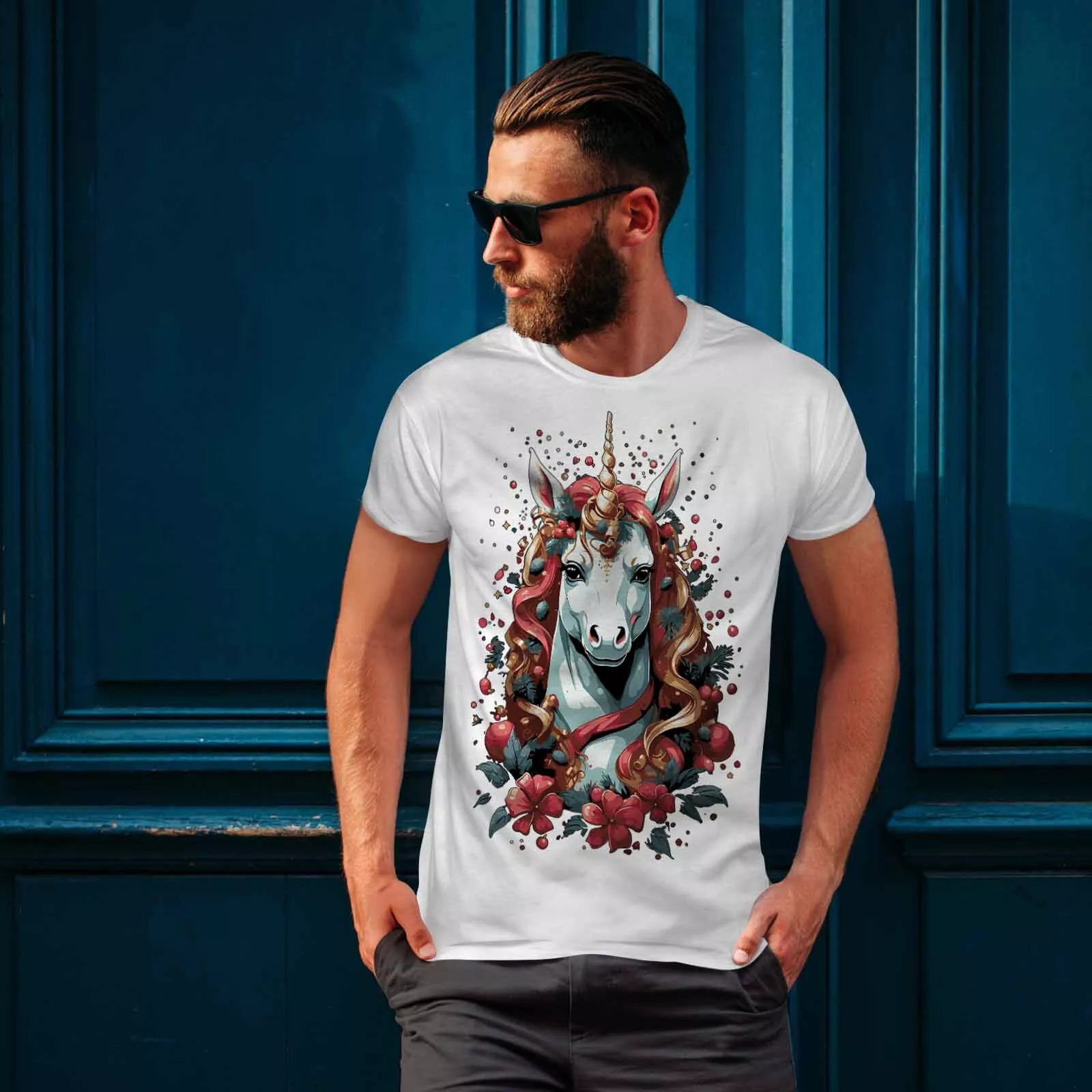 Men's T-shirt Bright Day Floral Sunrise Graphic Greet the Dawn Sun Tee ...