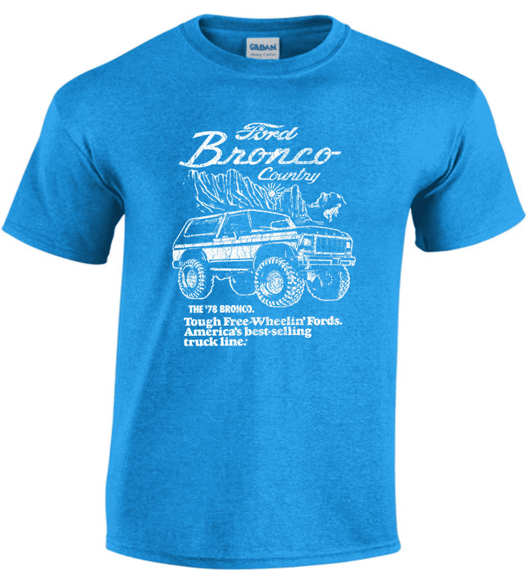Men's T-shirt Bronco Ford Graphic Tees Short Sleeve Heather Blue ...