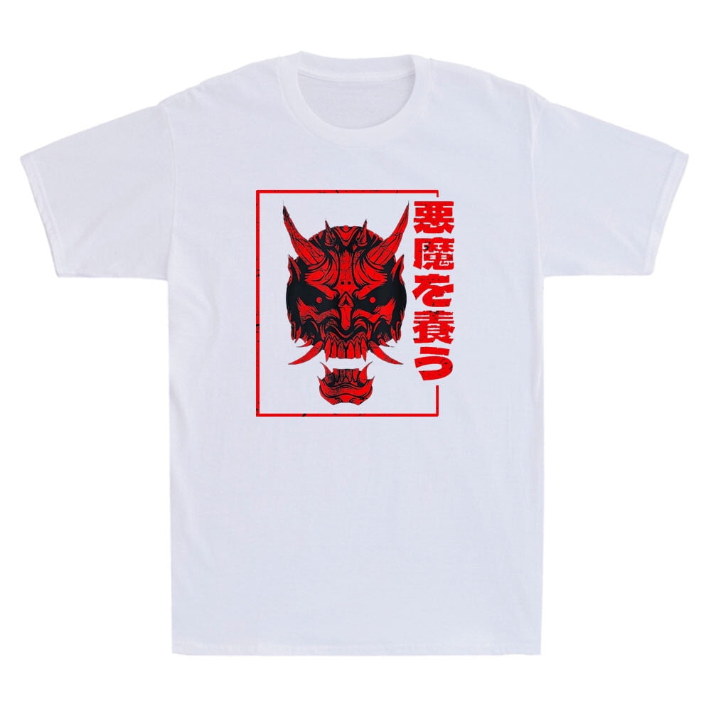 Men's T-shirt: Short Sleeve Japanese Oni Demon Horror Graphic Devil Tee ...