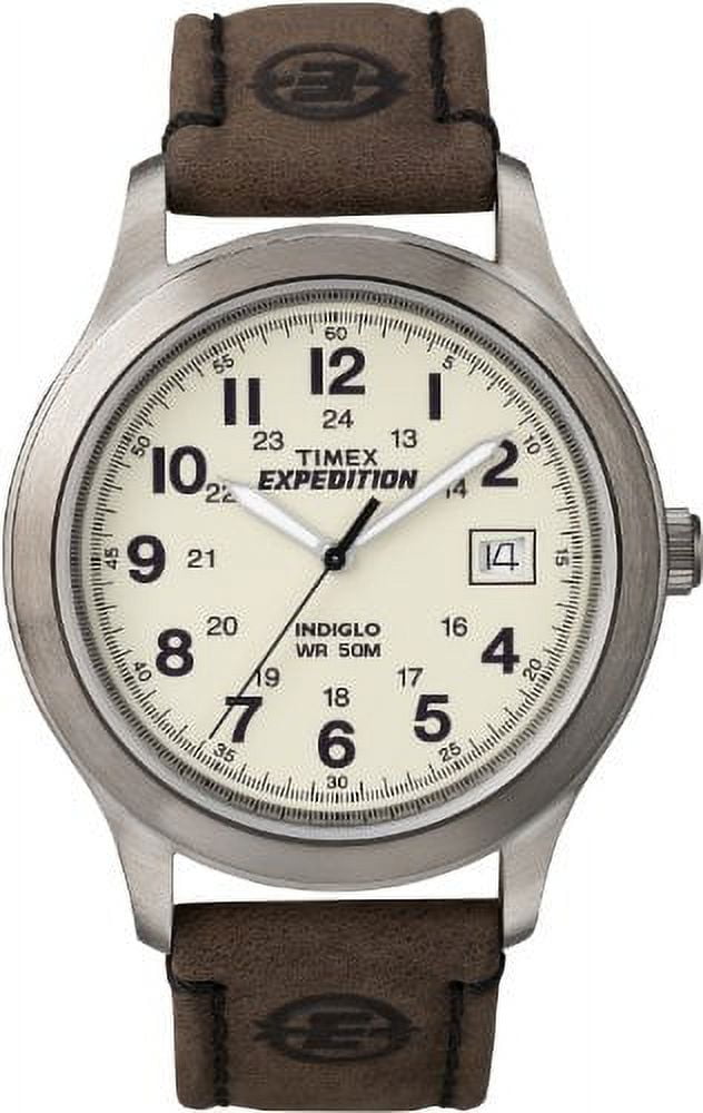 Men's Analog Expedition Metal Field Watch with Brown Genuine Leather ...