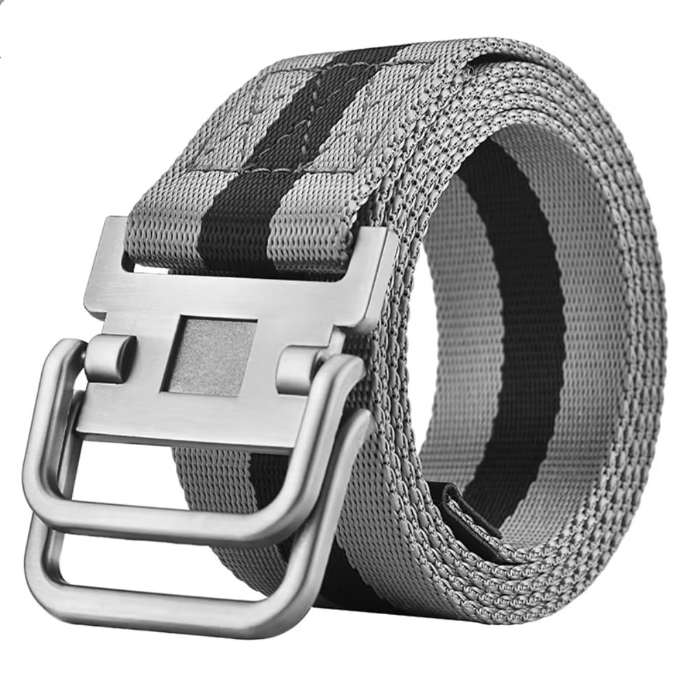 Men’s Tactical Double Ring Buckle Nylon Canvas Belt, 4 Colors Black ...
