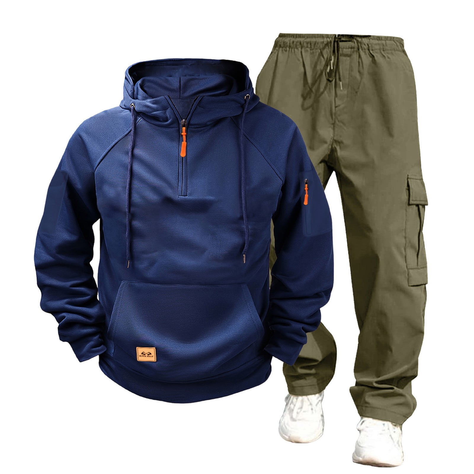 Men's Tactical Tracksuit Set Quarter Zip Hoodie &racksuit Set Quarter ...