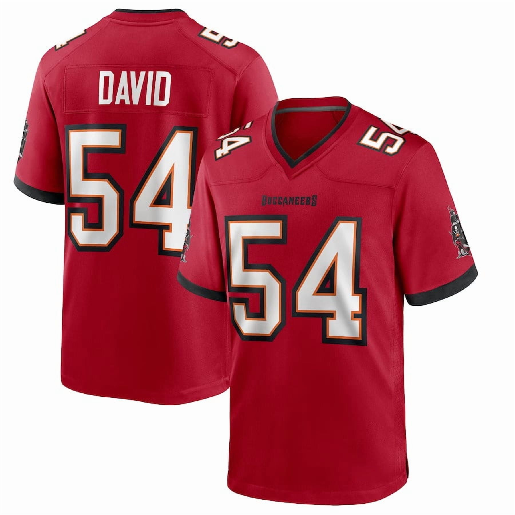 Men's Tampa Bay David 54 Red Sports Player Game Stitched Name Number T ...