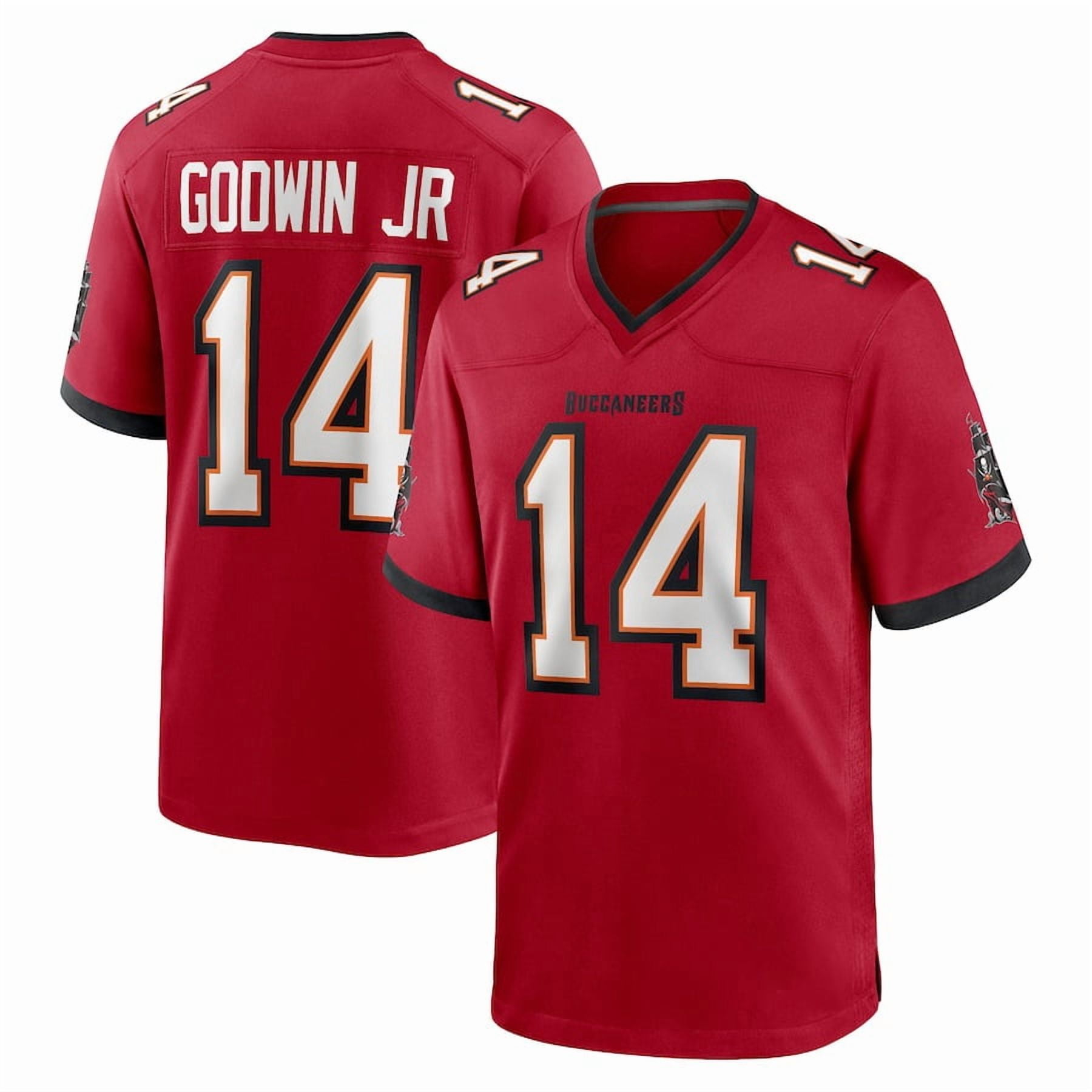 Men's Tampa Bay Godwin Jr 14 Red Stitched Player Game T-Shirts, Sports ...
