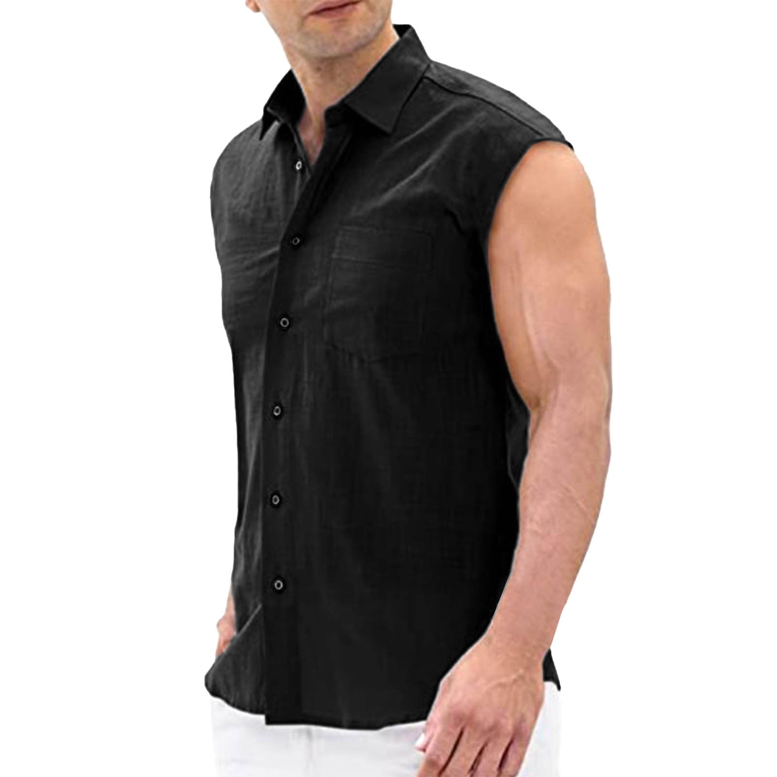 Men's Tank Tops Autumn Winter Solid Color Lapel Sleeveless Fashion ...