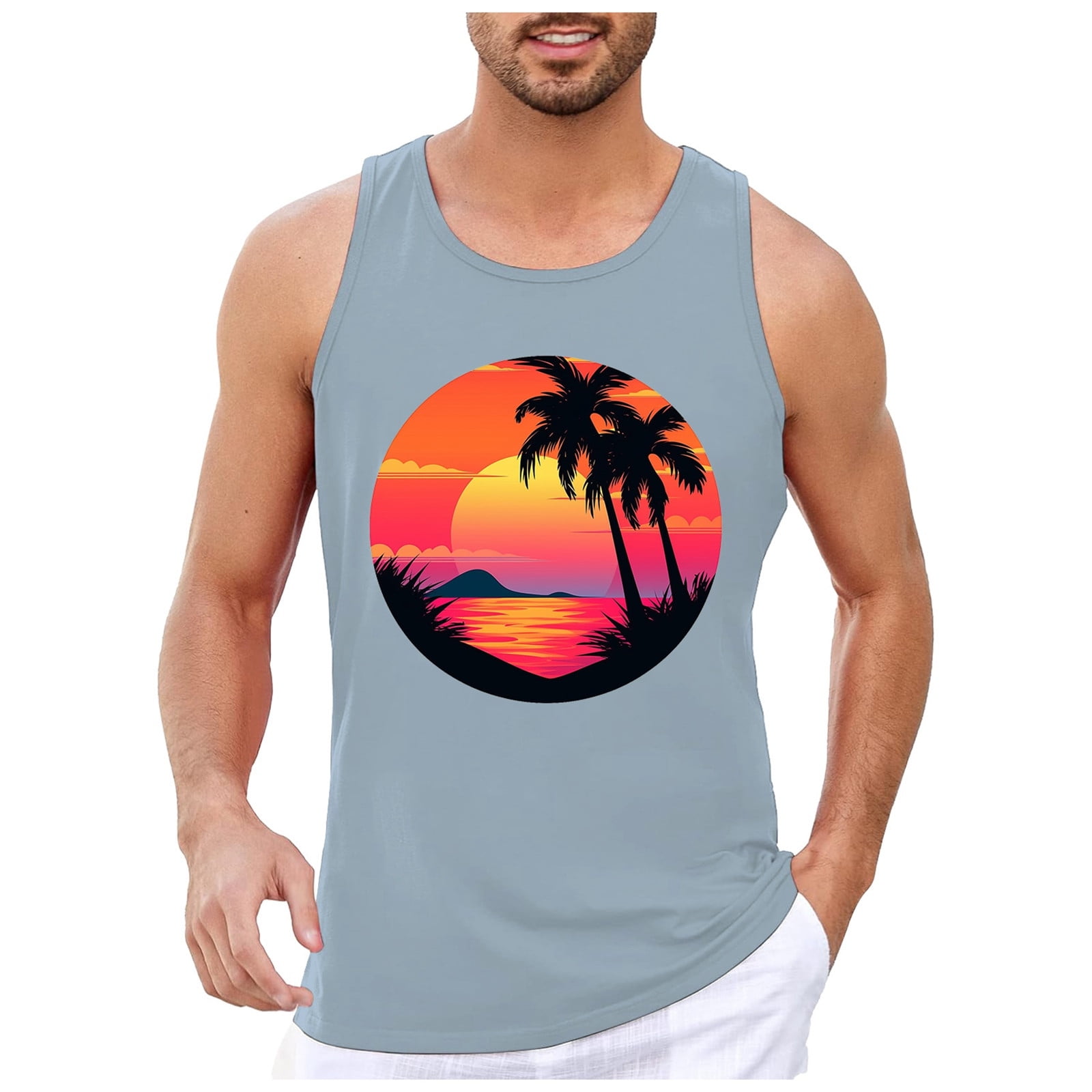 Men's Tank Tops Mens Summer Vacation Beach Hawaii Graphic 3D Printed ...
