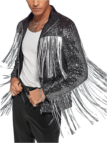 Men's Tassel-Decorated Zipper Jacket, Long-Sleeved - Walmart.com
