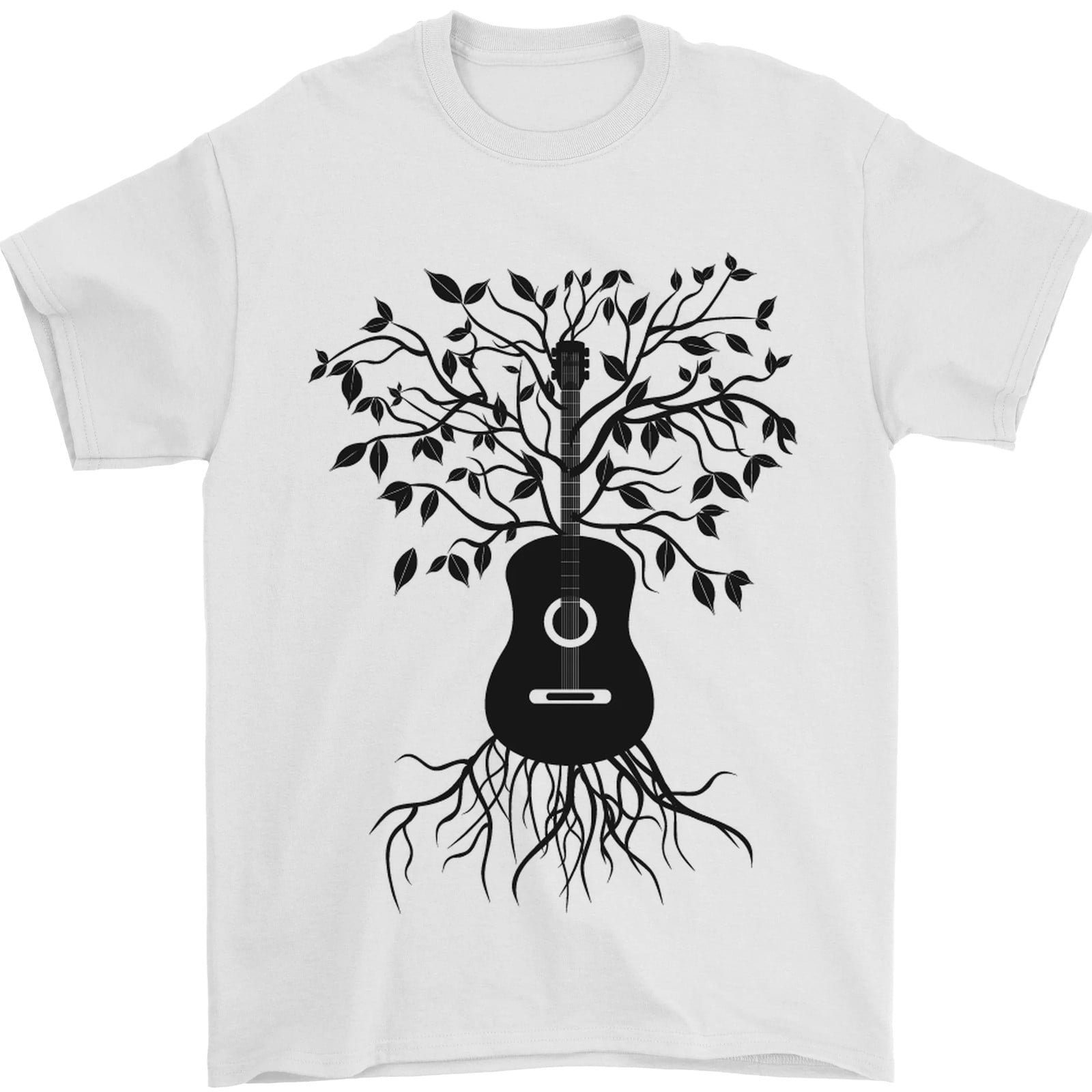 Men's Tee: Acoustic Guitar Tree Roots Musician Graphic Tee, 100% Cotton ...