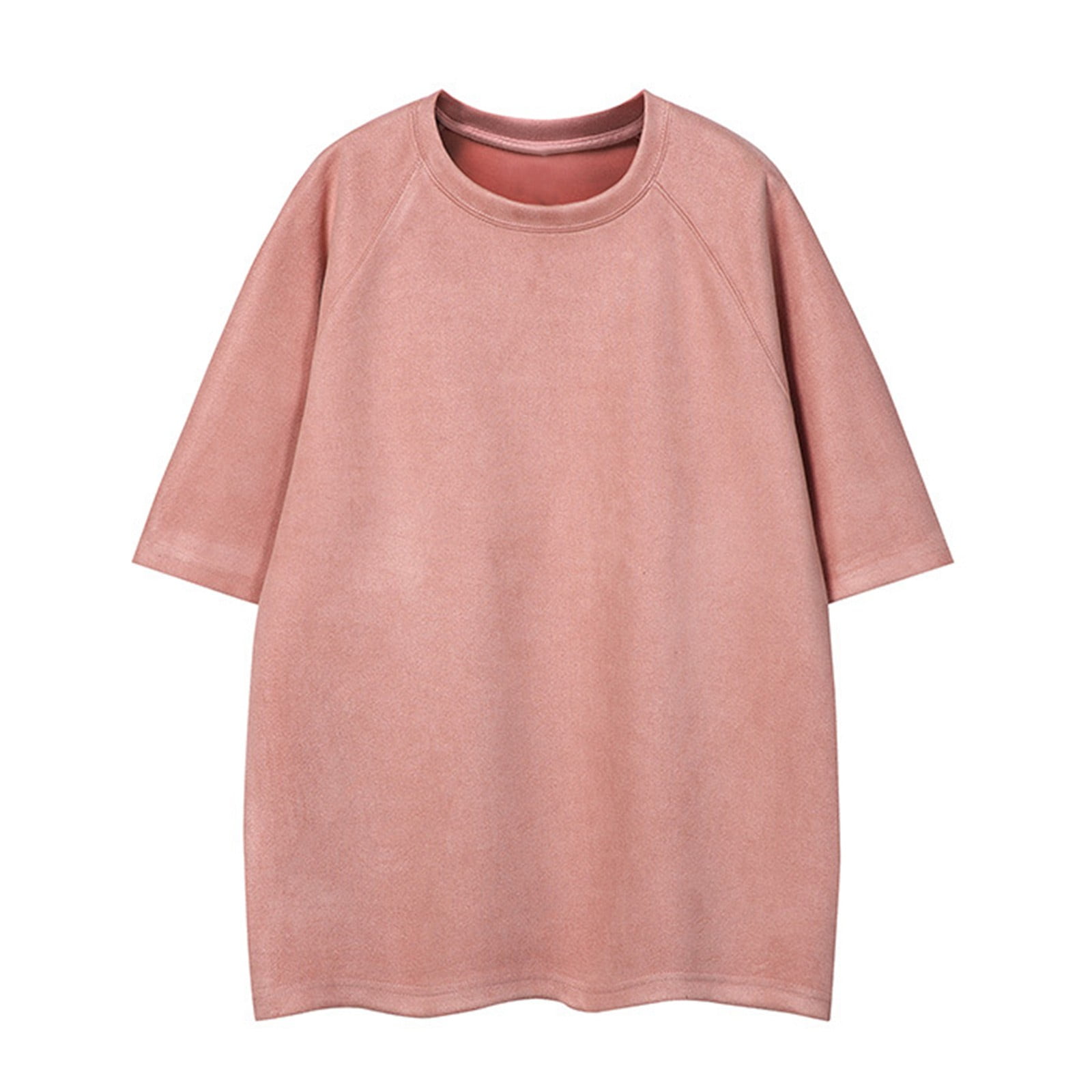 Men's Tee Shirts Suede Short Sleeved Crewneck T Shirt Solid Color ...