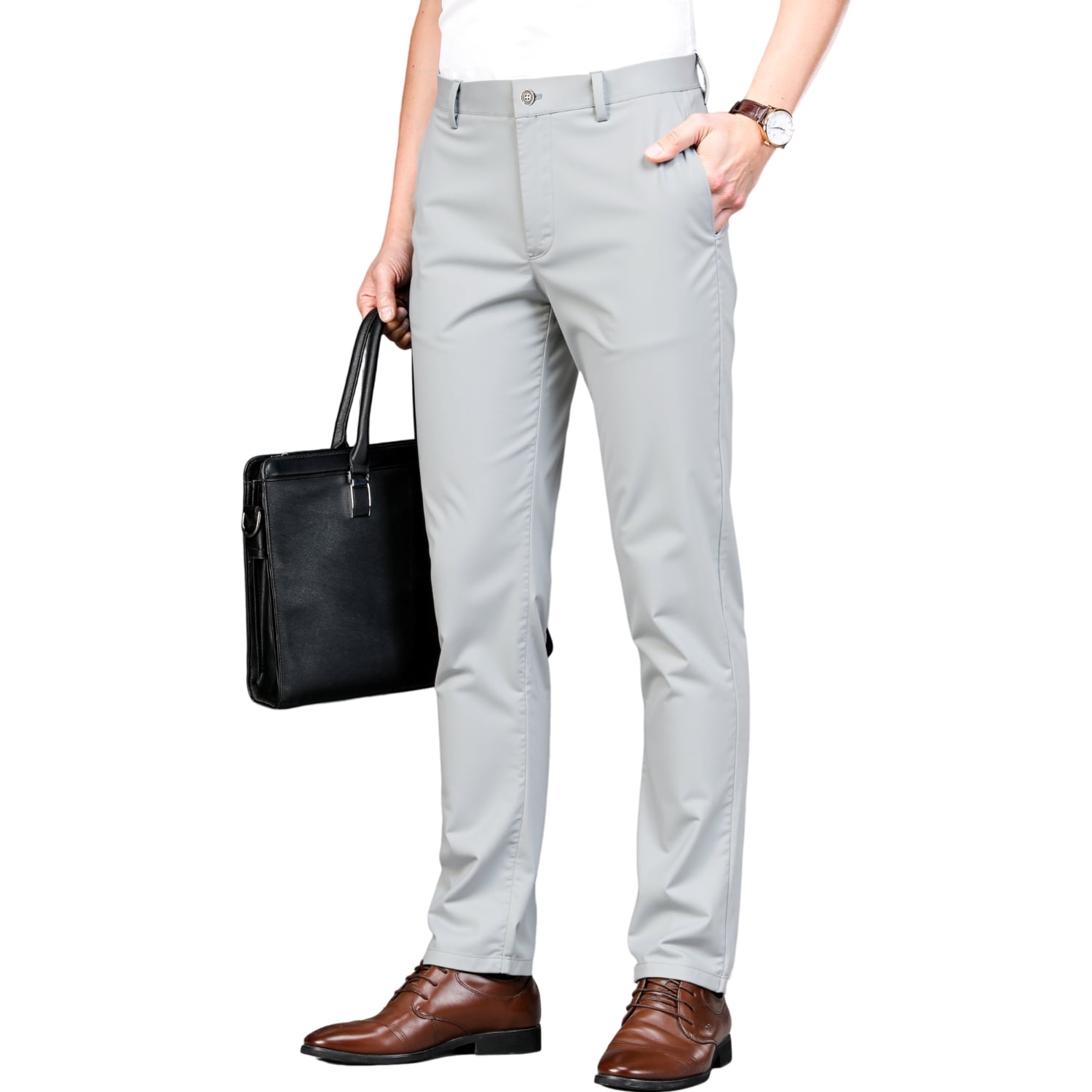 Men's Tencel-Blend Dress Pants - Year-Round Straight Fit Business ...