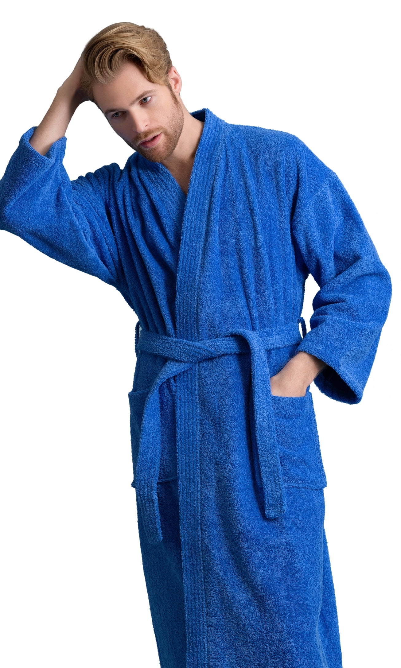 Men’s Terry Cotton Weave Bathrobe - absorbant Terry robe Soft and Cozy in 10 Vibrant Colors ...