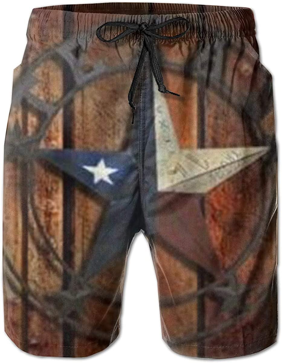 Men's Texas-Flag-Star-Wooden-Pattern Beach Shorts Swim Trunks Quick Dry ...
