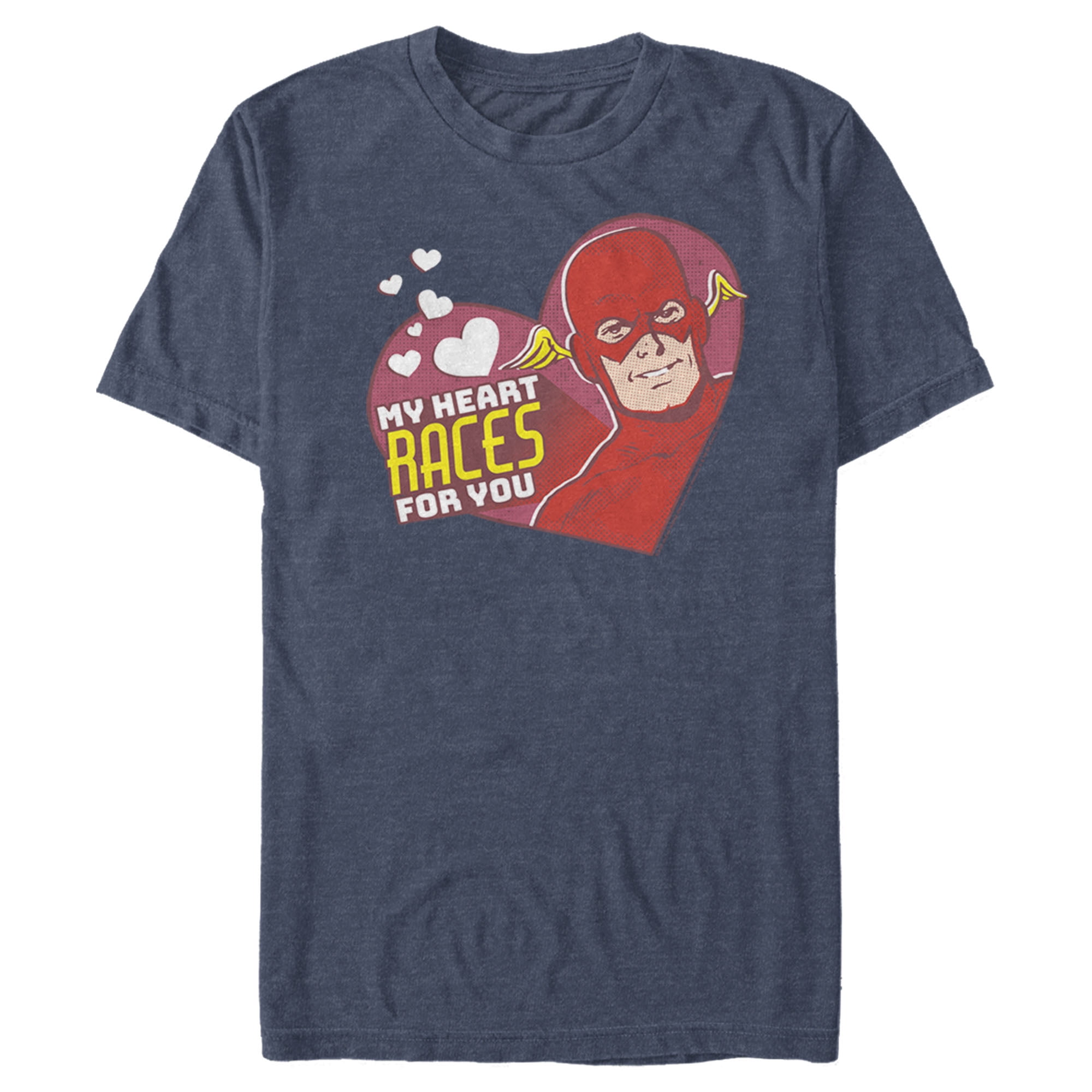 Men's The Flash Valentine's Day My Heart Races for You Graphic Tee Navy ...