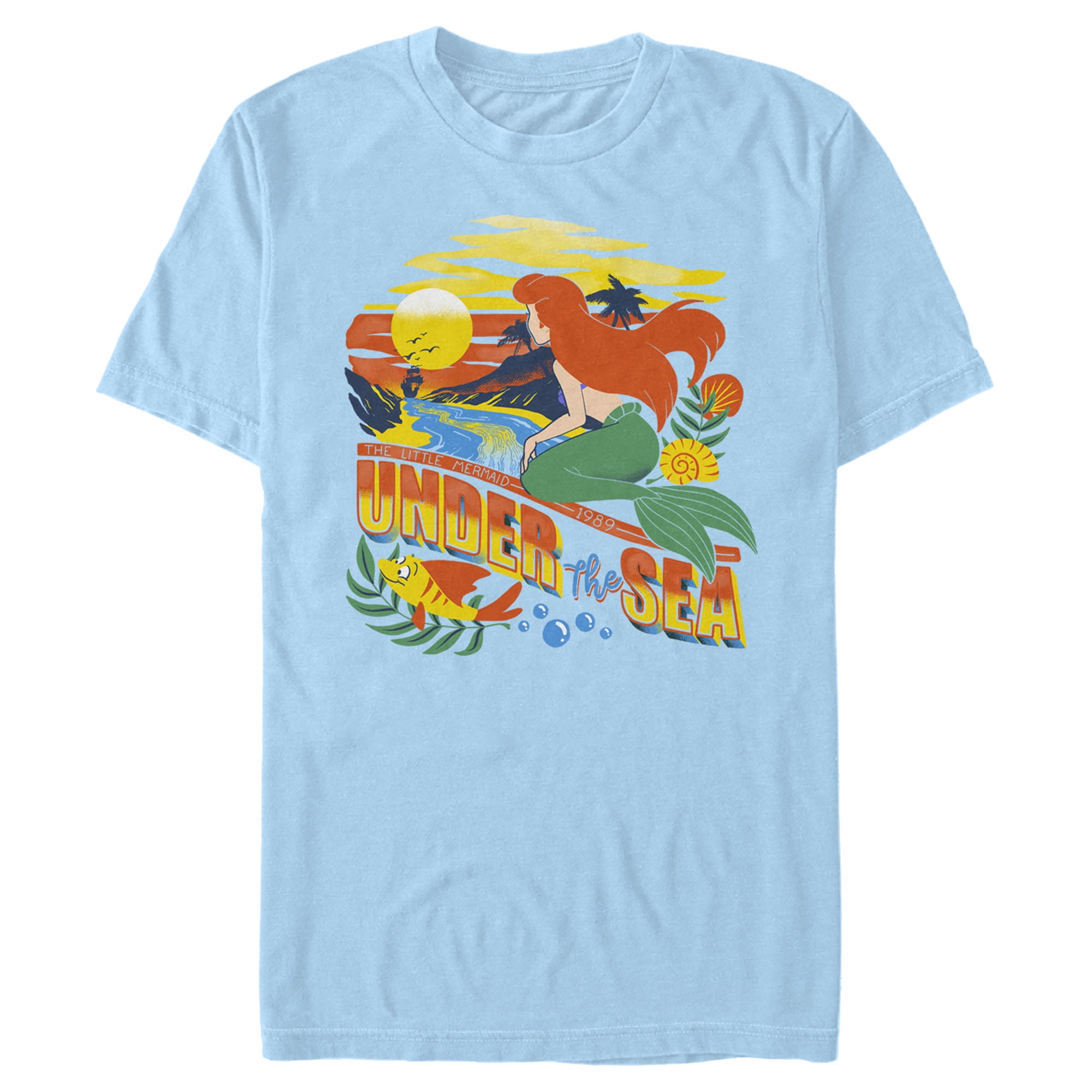Men's The Little Mermaid Ariel Under the Sea Sunset Graphic T-Shirt ...