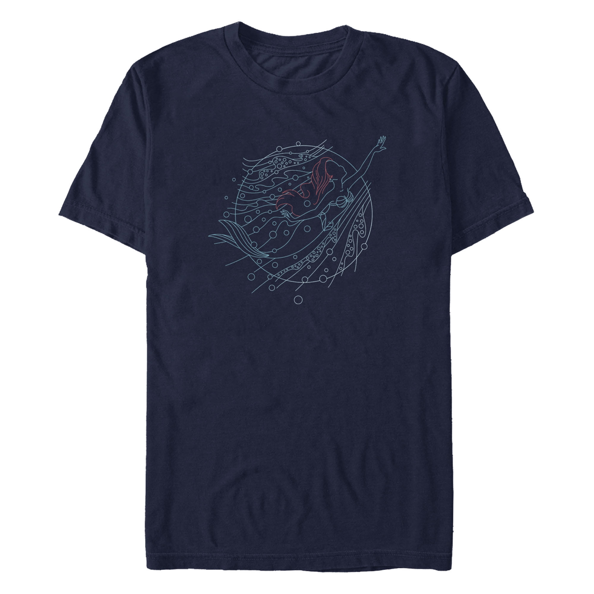 Men's The Little Mermaid Ariel Underwater Outline Graphic T-Shirt ...