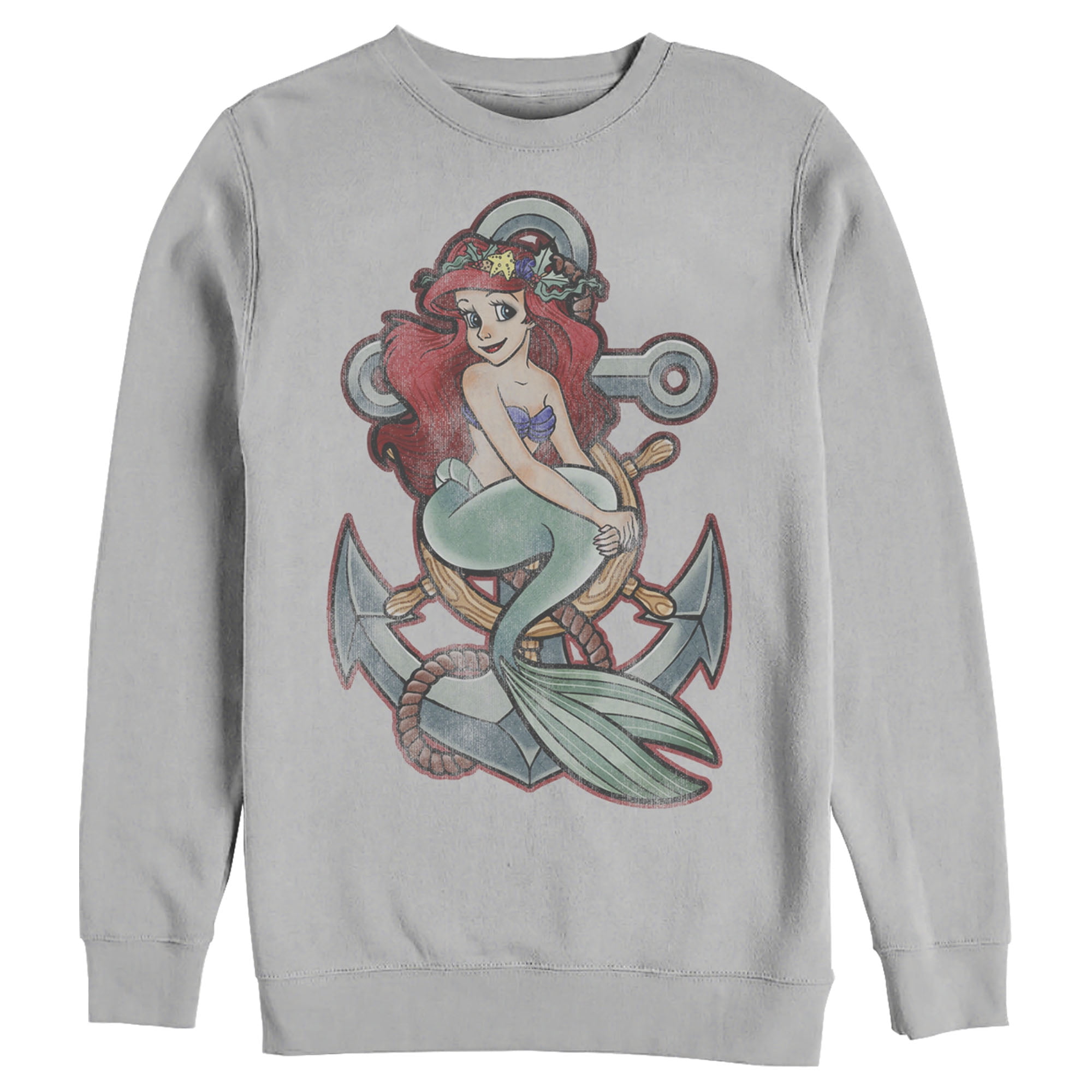 Men's The Little Mermaid Ariel Vintage Anchor Sweatshirt - Walmart.com