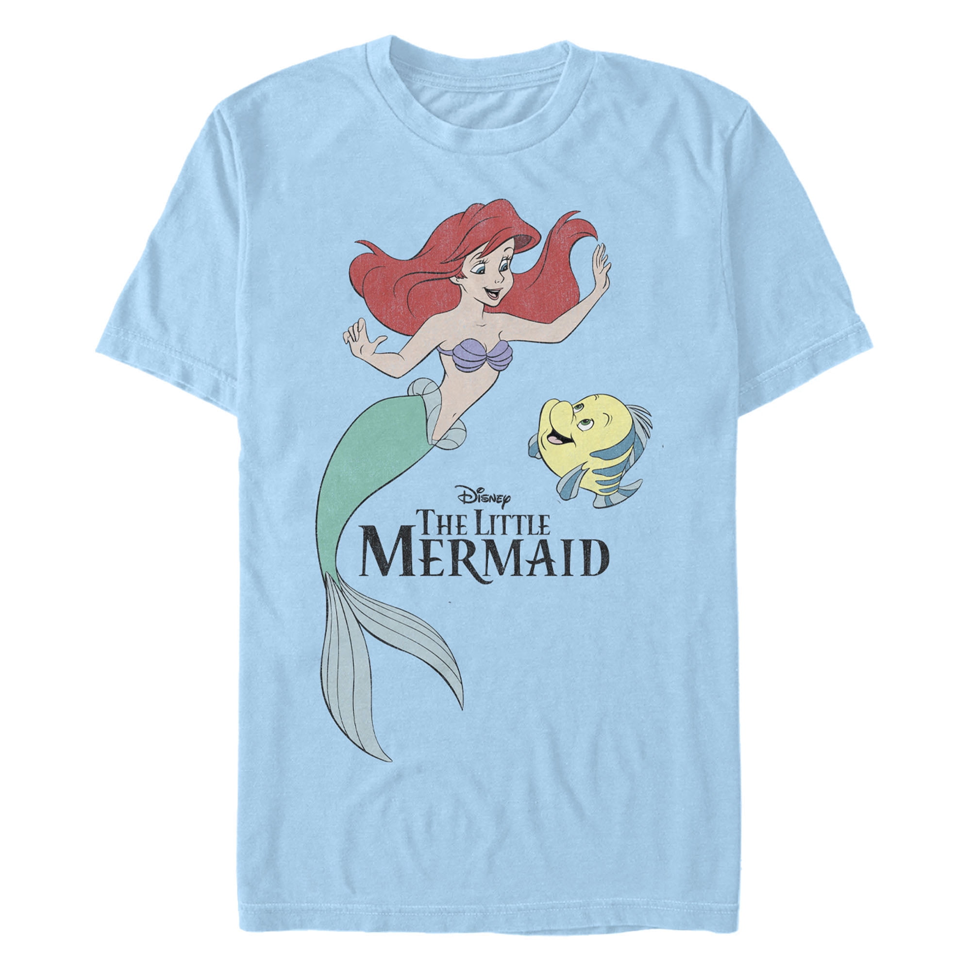 Men's The Little Mermaid Distressed Ariel and Flounder Friends Graphic ...