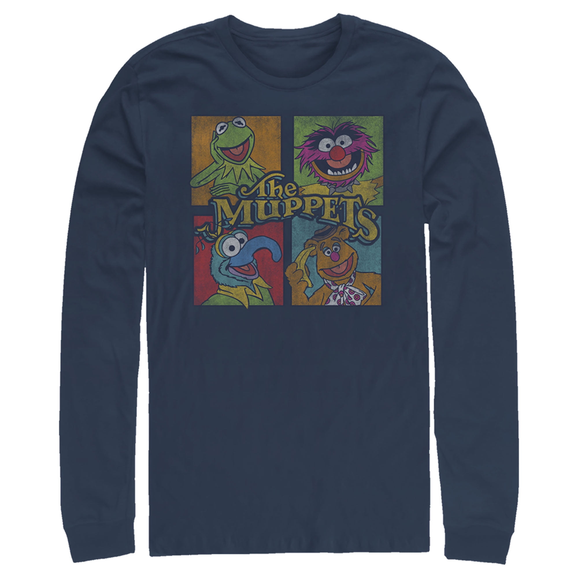 Men's The Muppets Character Panels Long Sleeve Shirt Navy Blue Medium ...