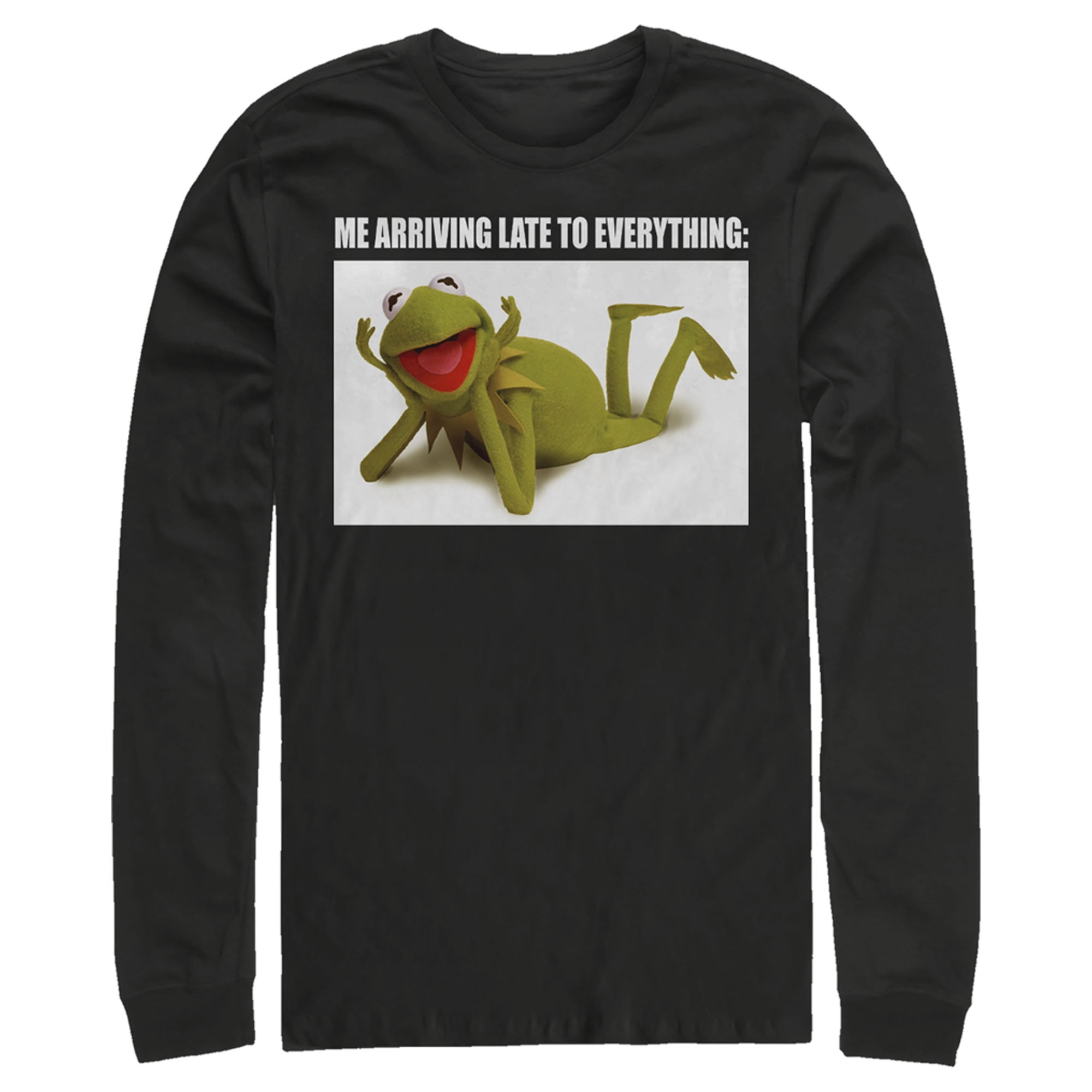 Men's The Muppets Kermit Meme Long Sleeve Shirt Black Large - Walmart.com