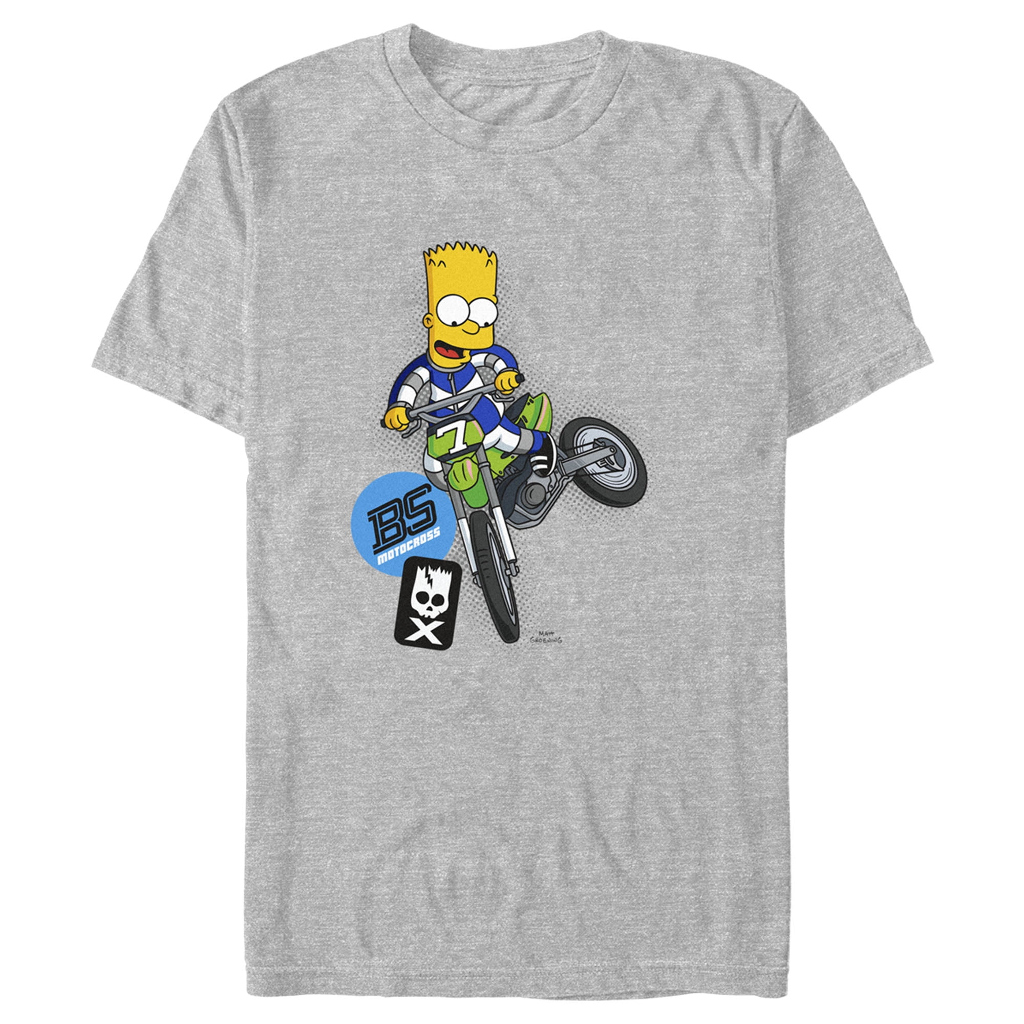 Men's The Simpsons Bart BMX Bike Graphic Tee Athletic Heather Large ...