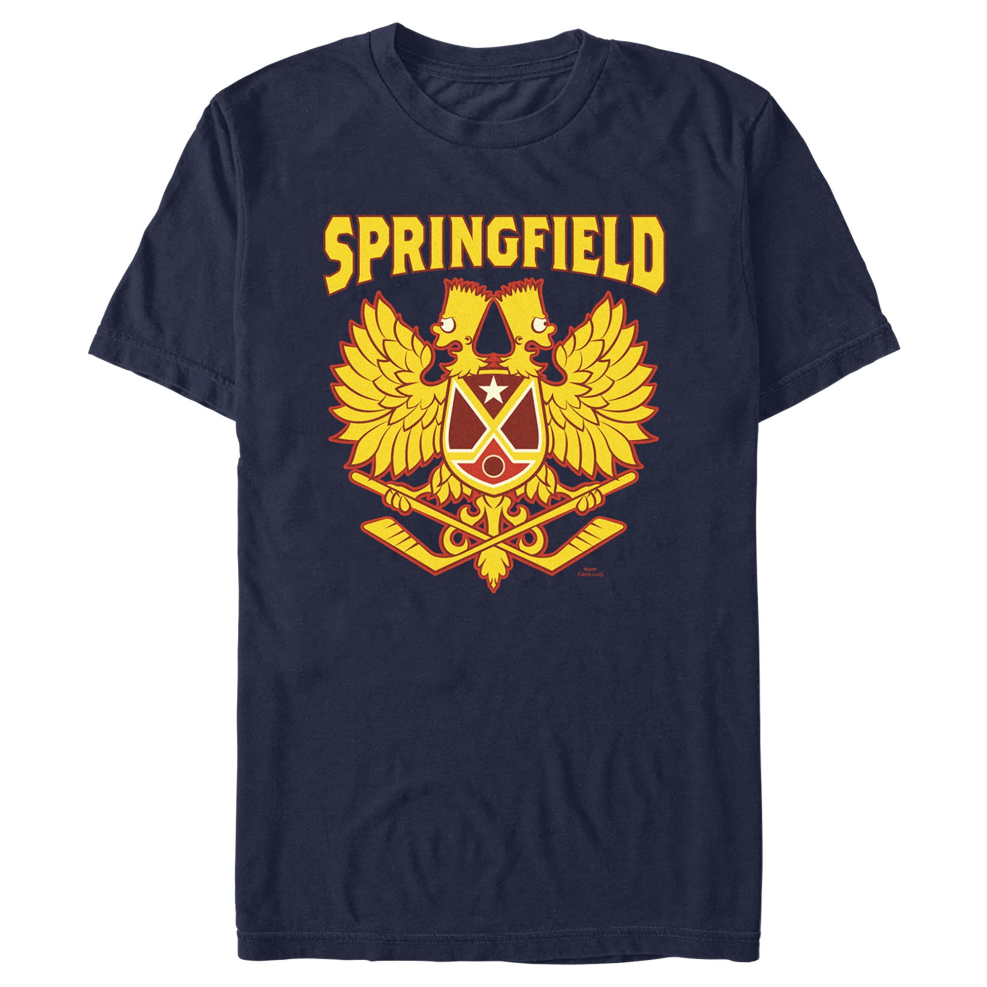 Men's The Simpsons Bart Springfield Hockey Crest Graphic Tee Navy Blue ...