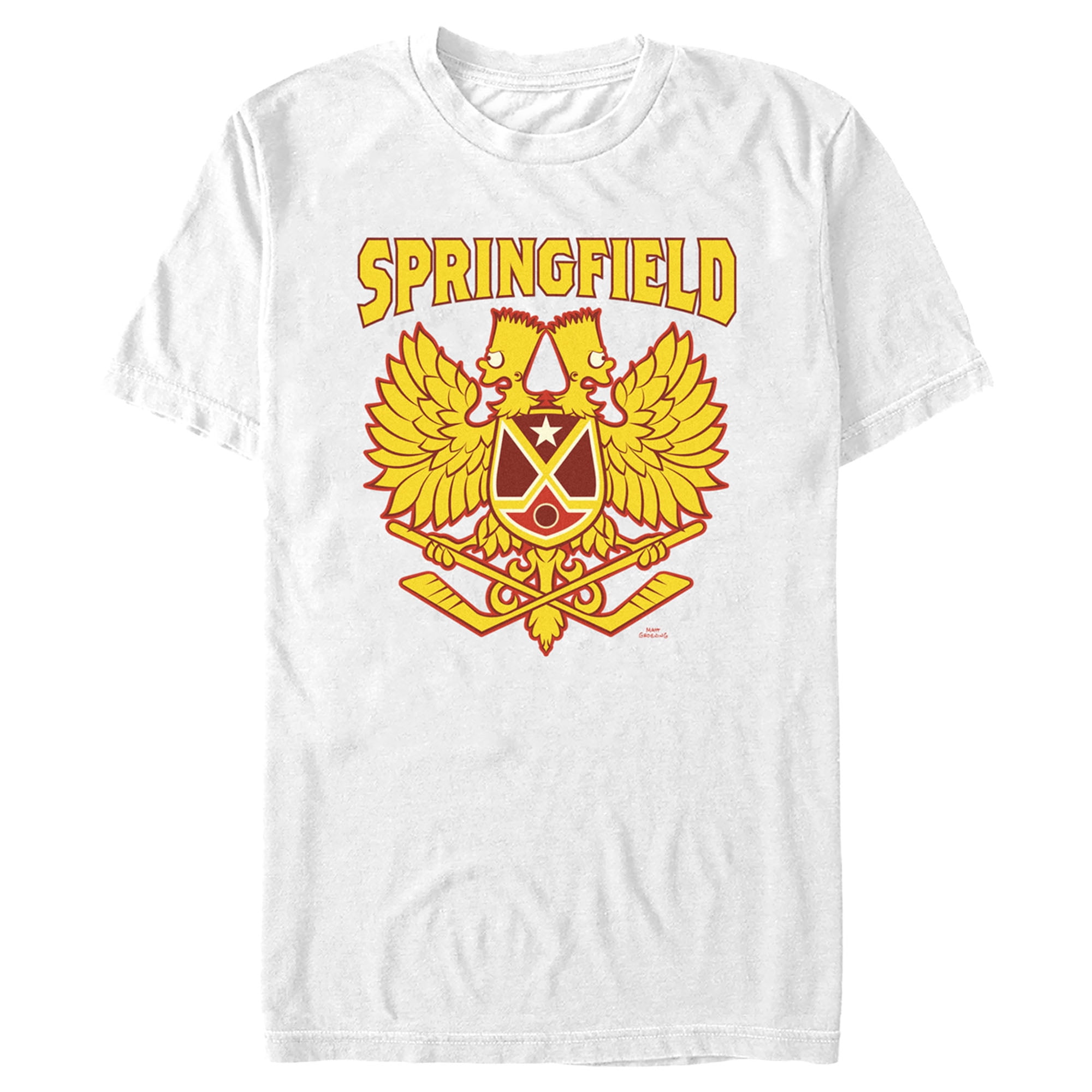 Men's The Simpsons Bart Springfield Hockey Crest Graphic Tee White ...