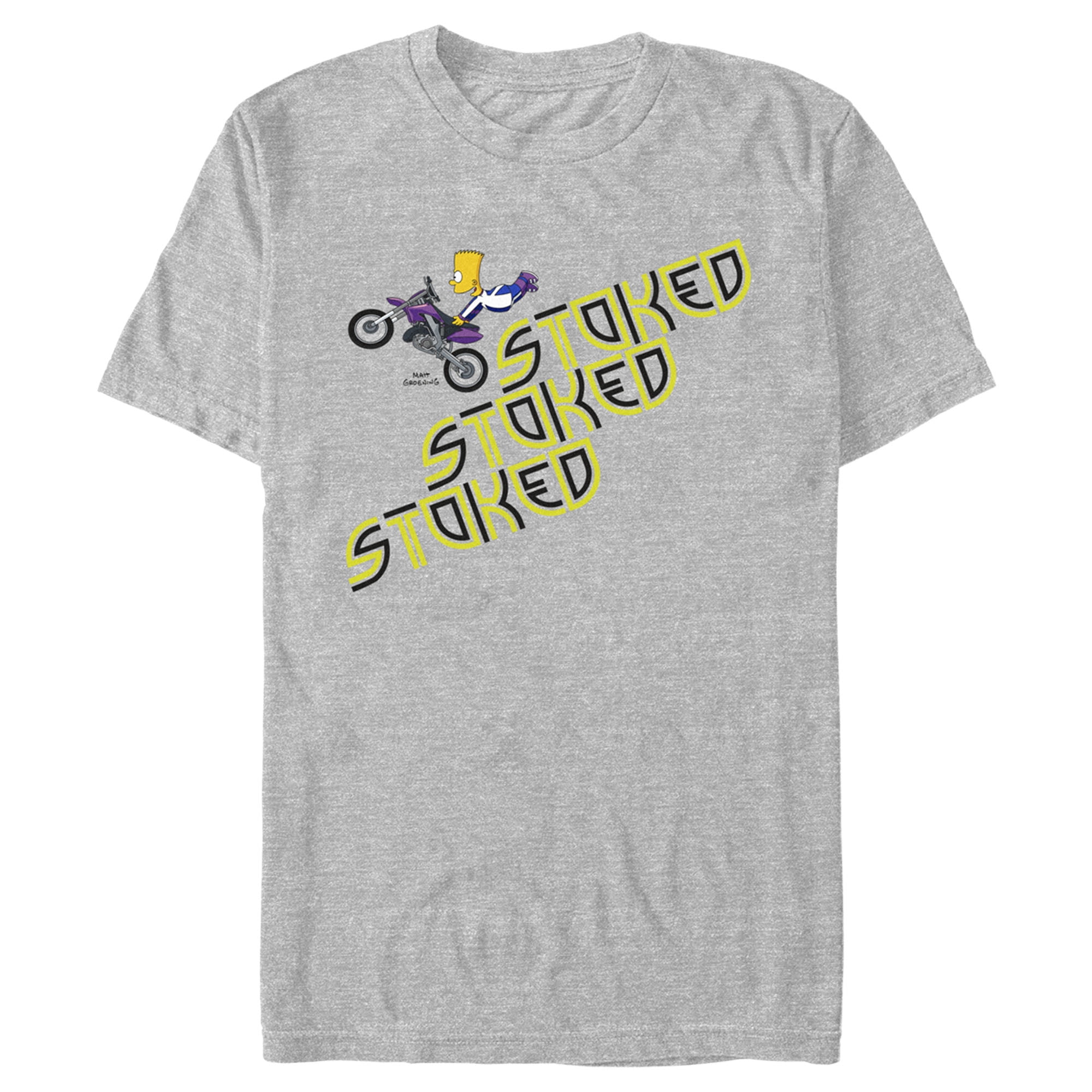Men's The Simpsons Bart Stoked Motorcycle Trick Graphic Tee Athletic ...