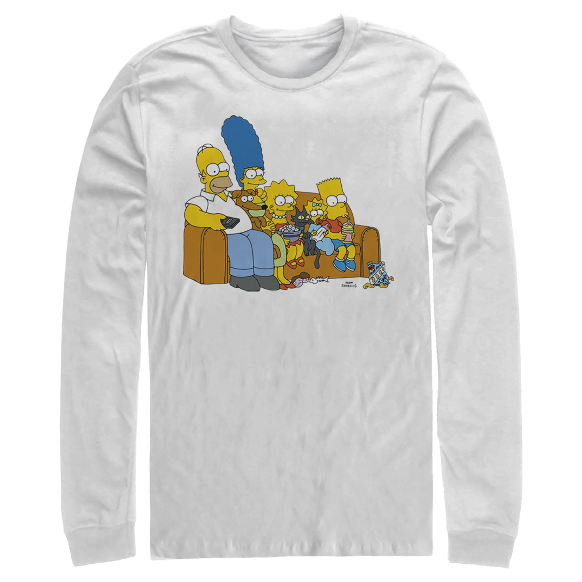 Men's The Simpsons Classic Family Couch Long Sleeve Shirt White Small ...