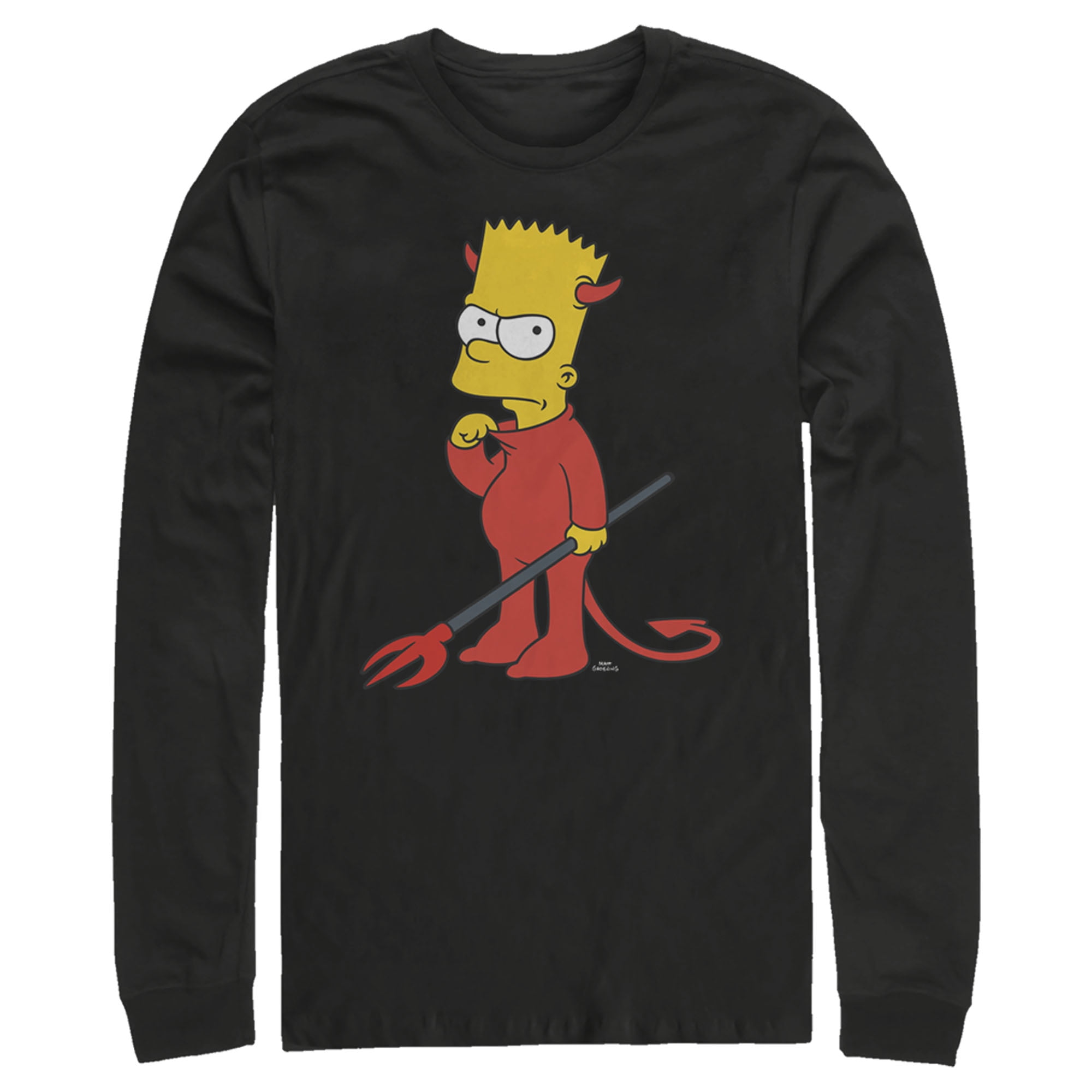 Men's The Simpsons Devil Bart Long Sleeve Shirt Black Small - Walmart.com