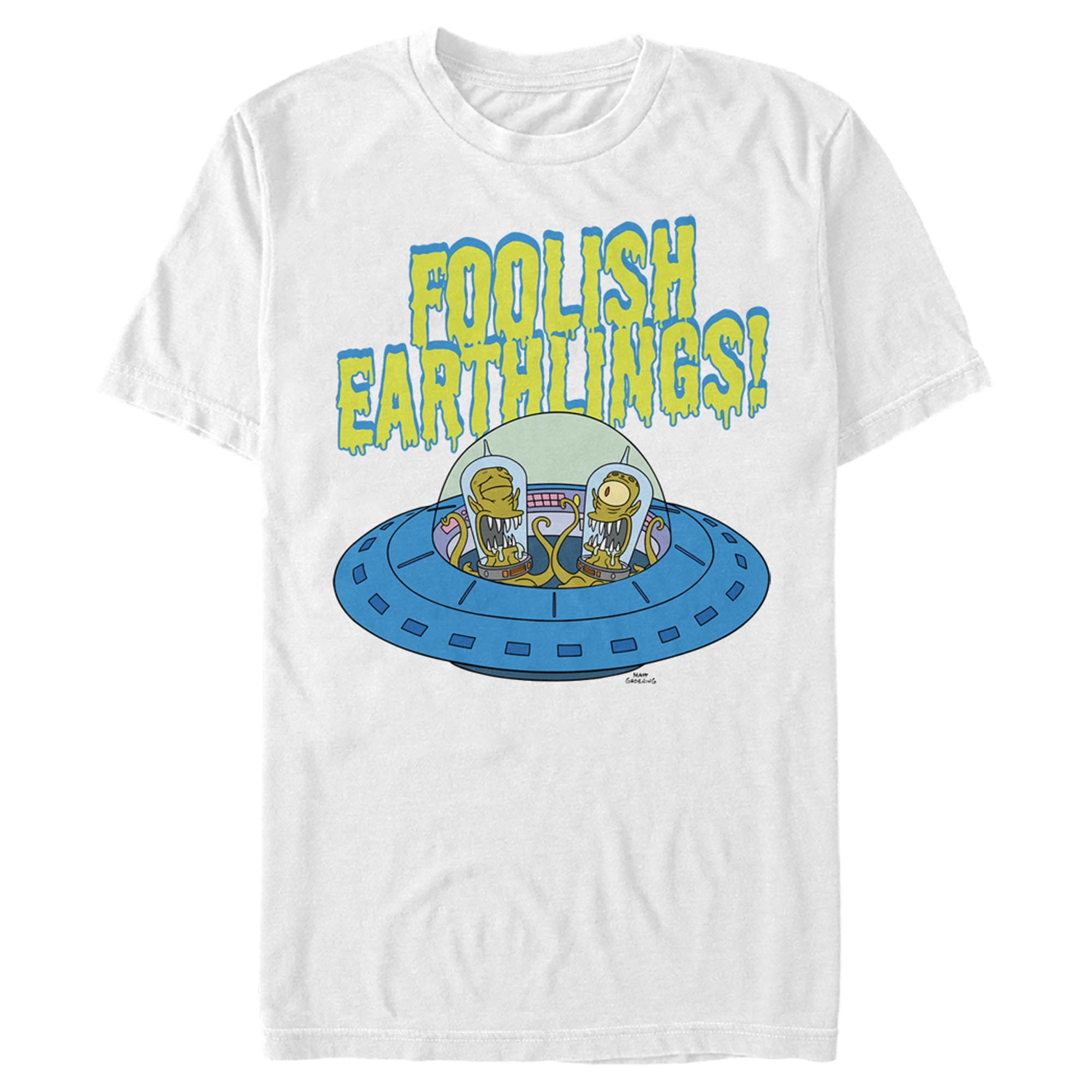 Men's The Simpsons Foolish Earthlings Graphic Tee White Large - Walmart.com
