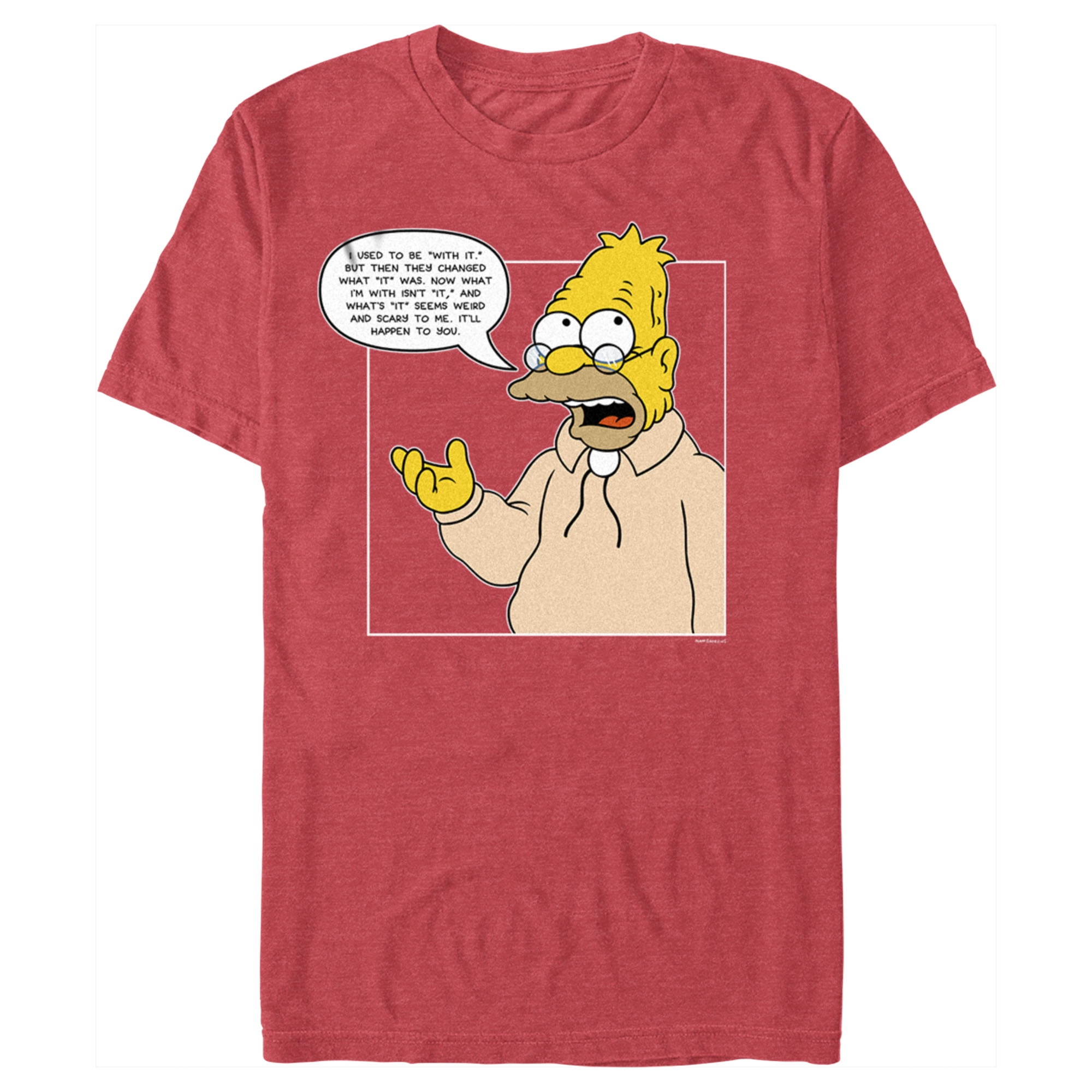 Men's The Simpsons Grandpa Simpson Quote Graphic Tee Red Heather 2X ...