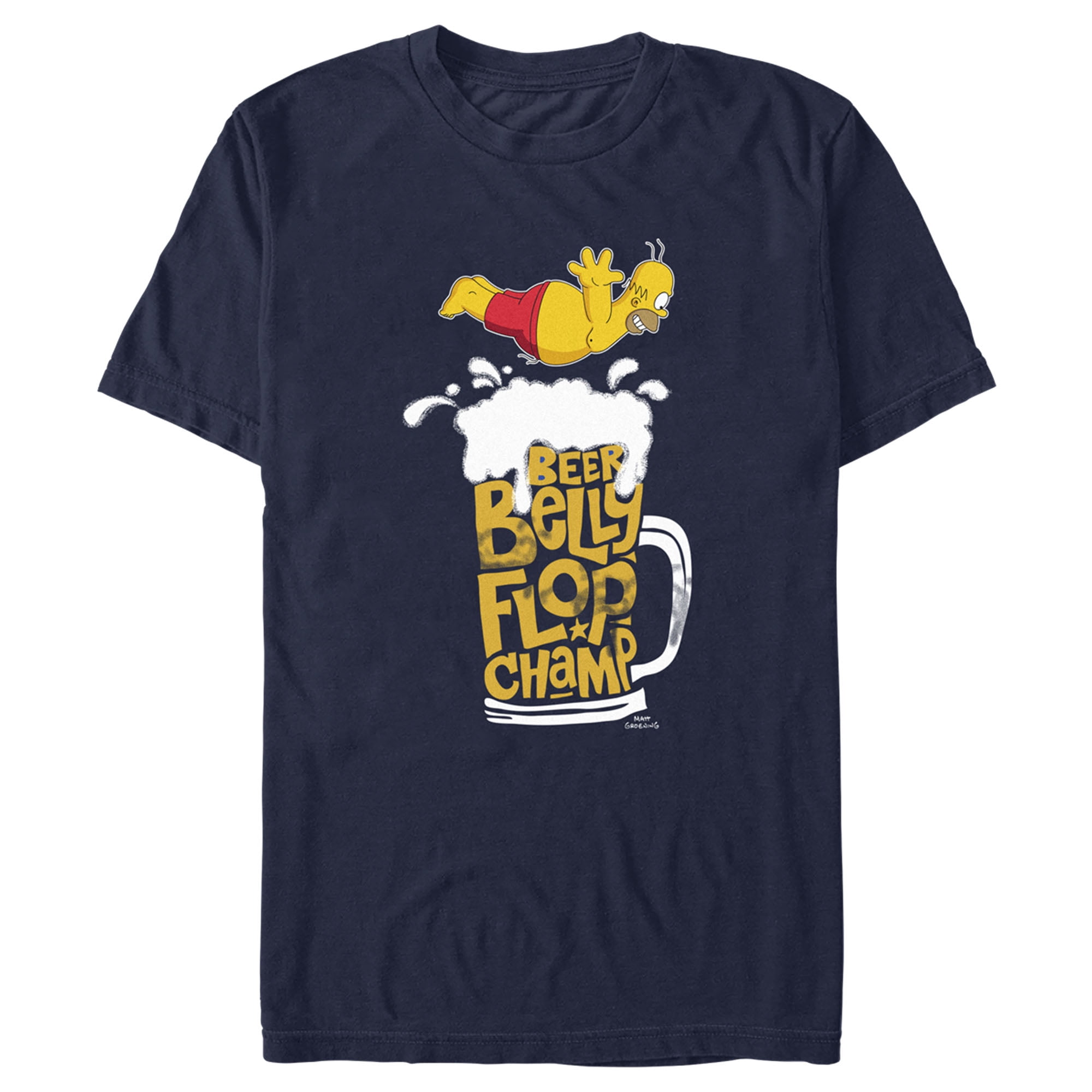 Men's The Simpsons Homer Beer Belly Champ Graphic Tee Navy Blue Medium ...