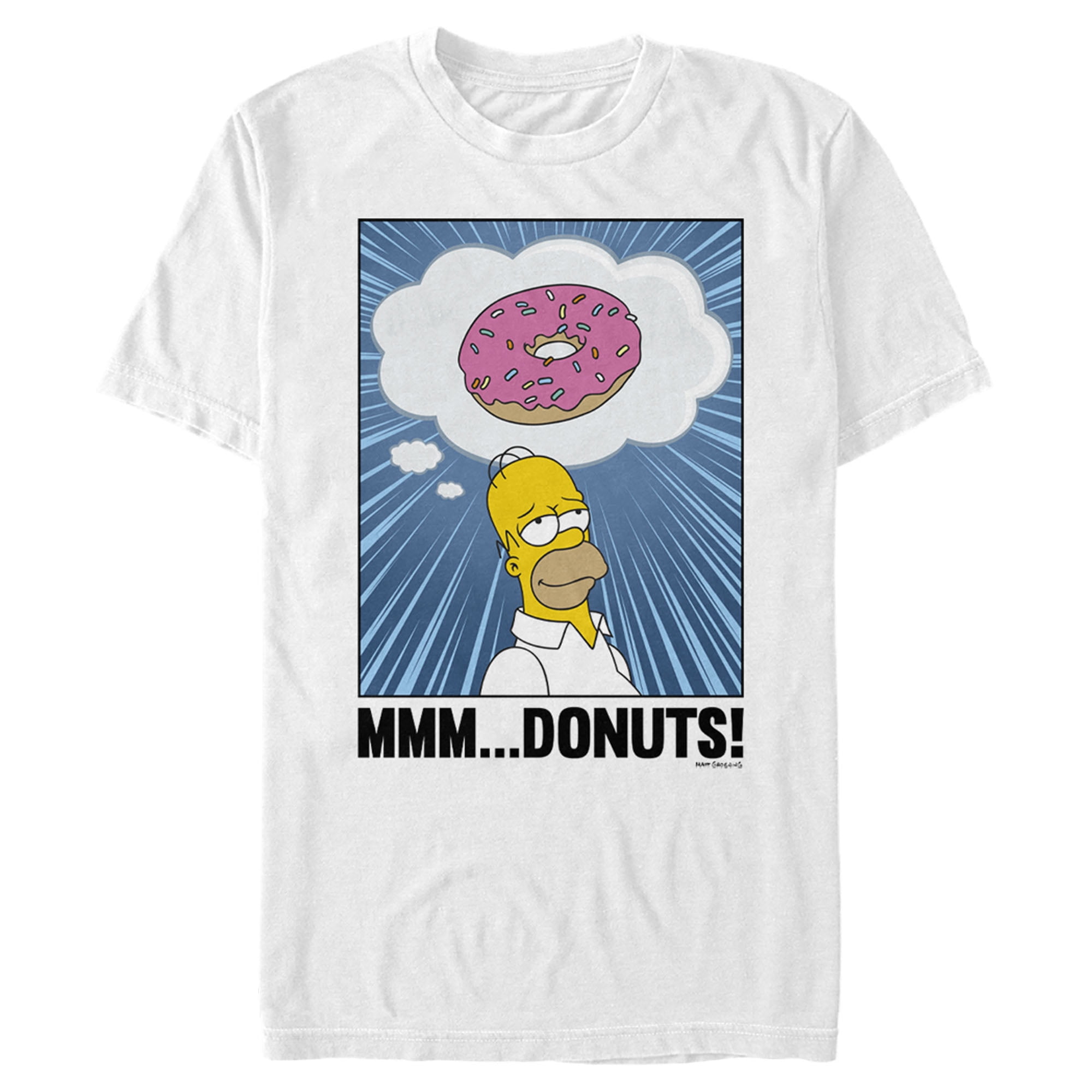 The Simpsons Men's Homer Mmm… Donuts Graphic Tee, Officially Licensed ...
