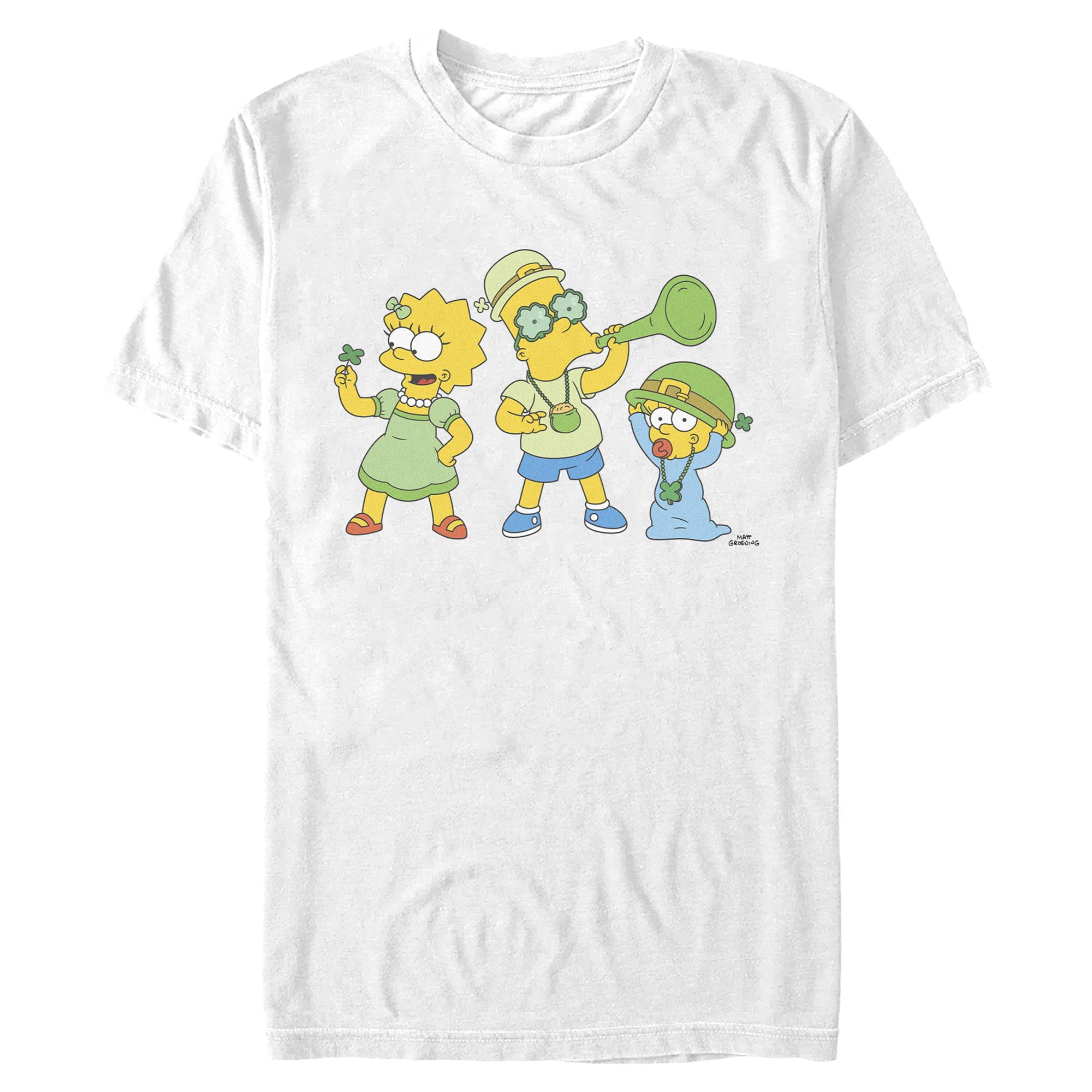 Men's The Simpsons Lisa, Bart and Maggie Clover Party Graphic T-Shirt ...