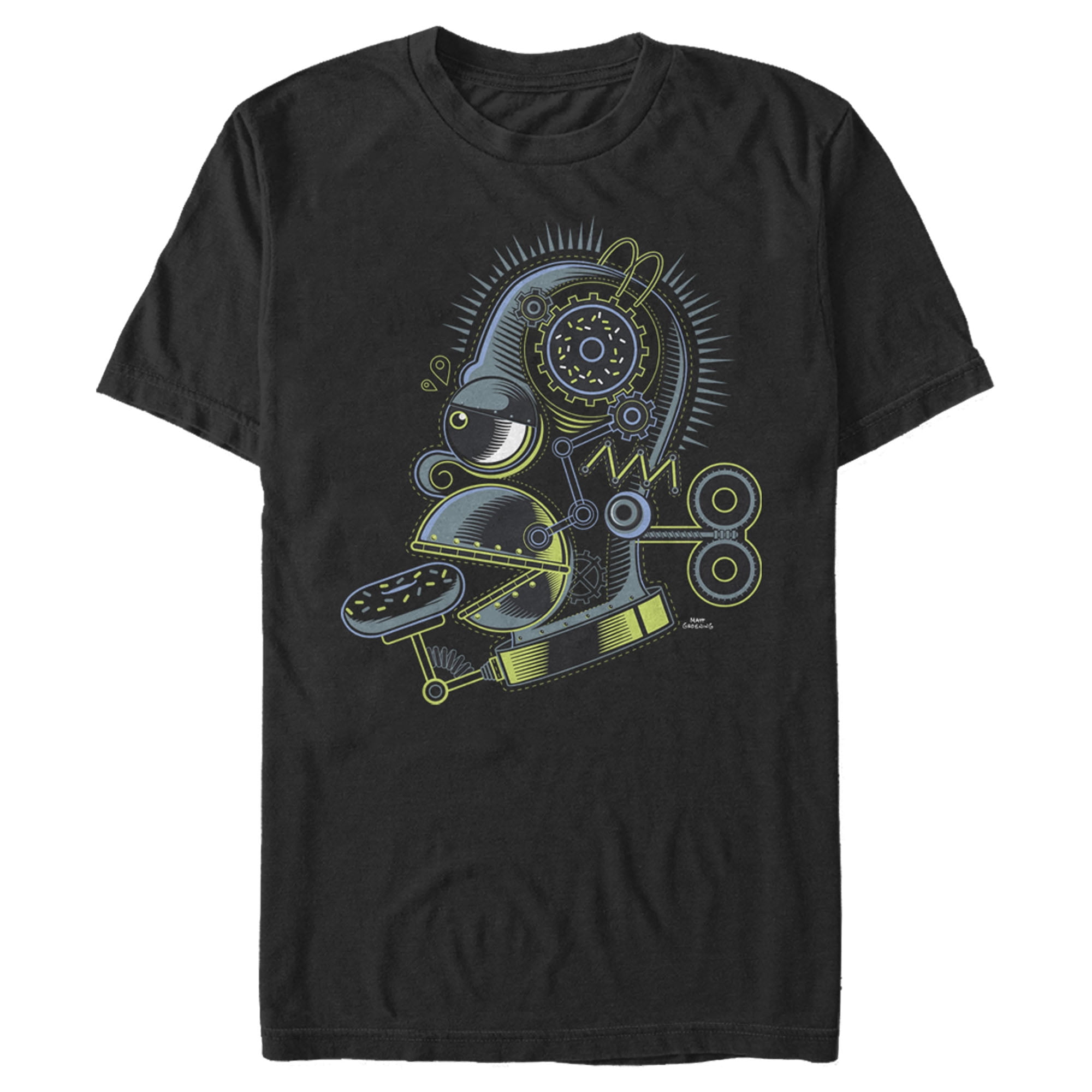 The Simpsons Mechanical Homer Robot Graphic Tee, Black, Large, Men's ...