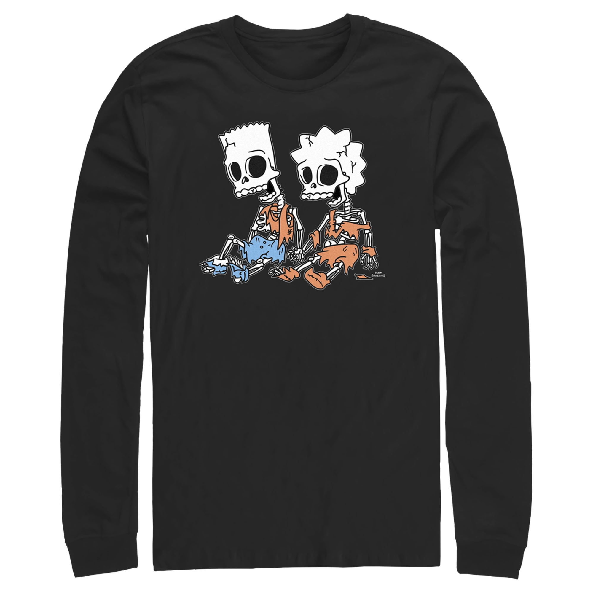 Men's The Simpsons Skeleton Bart and Lisa Long Sleeve Shirt Black Small ...
