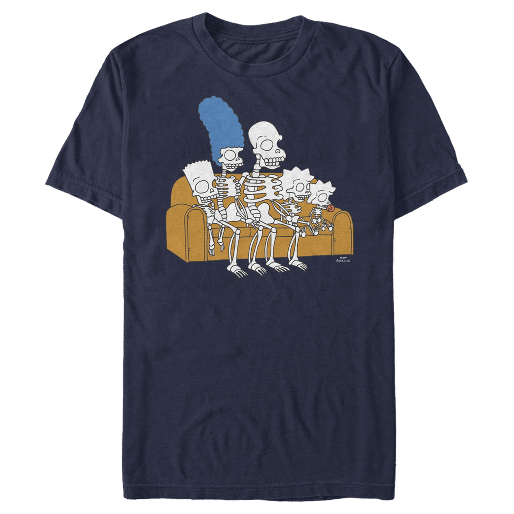 Men's The Simpsons Skeleton Family on Couch Graphic Tee Navy Blue Large ...