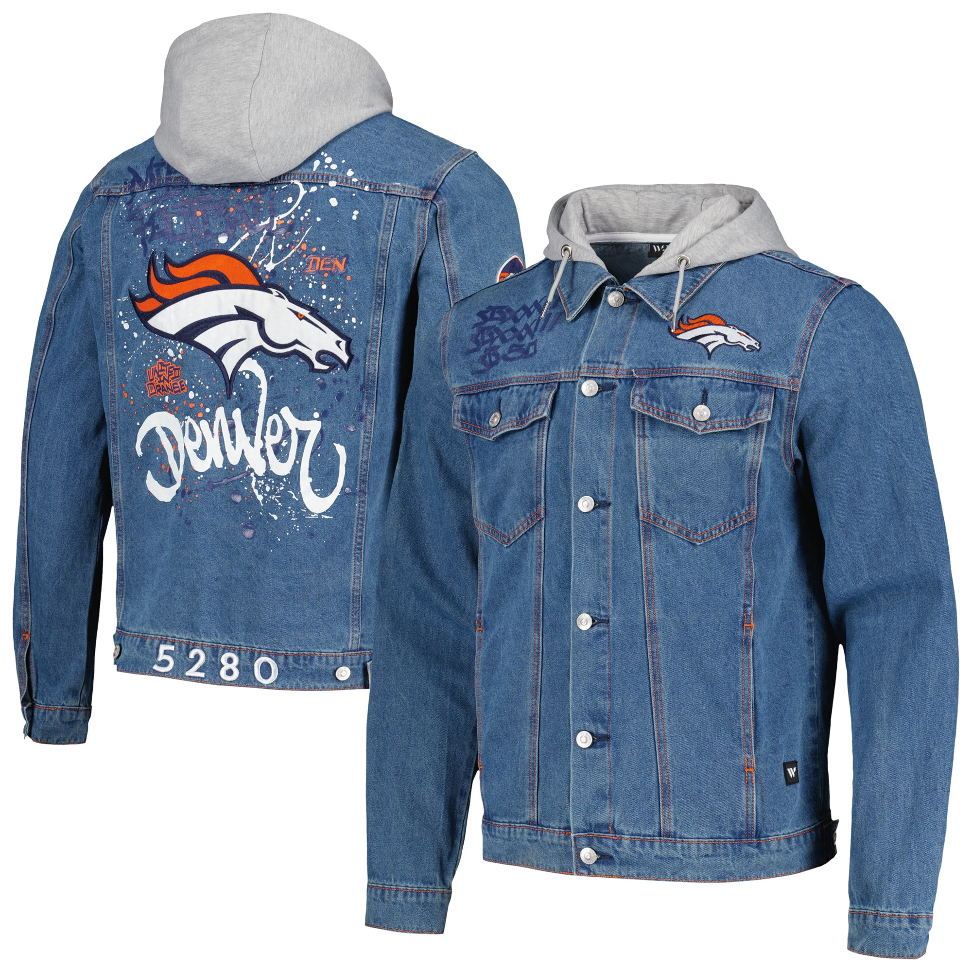 Men's The Wild Collective Denim Denver Broncos Hooded Full-Button Denim ...
