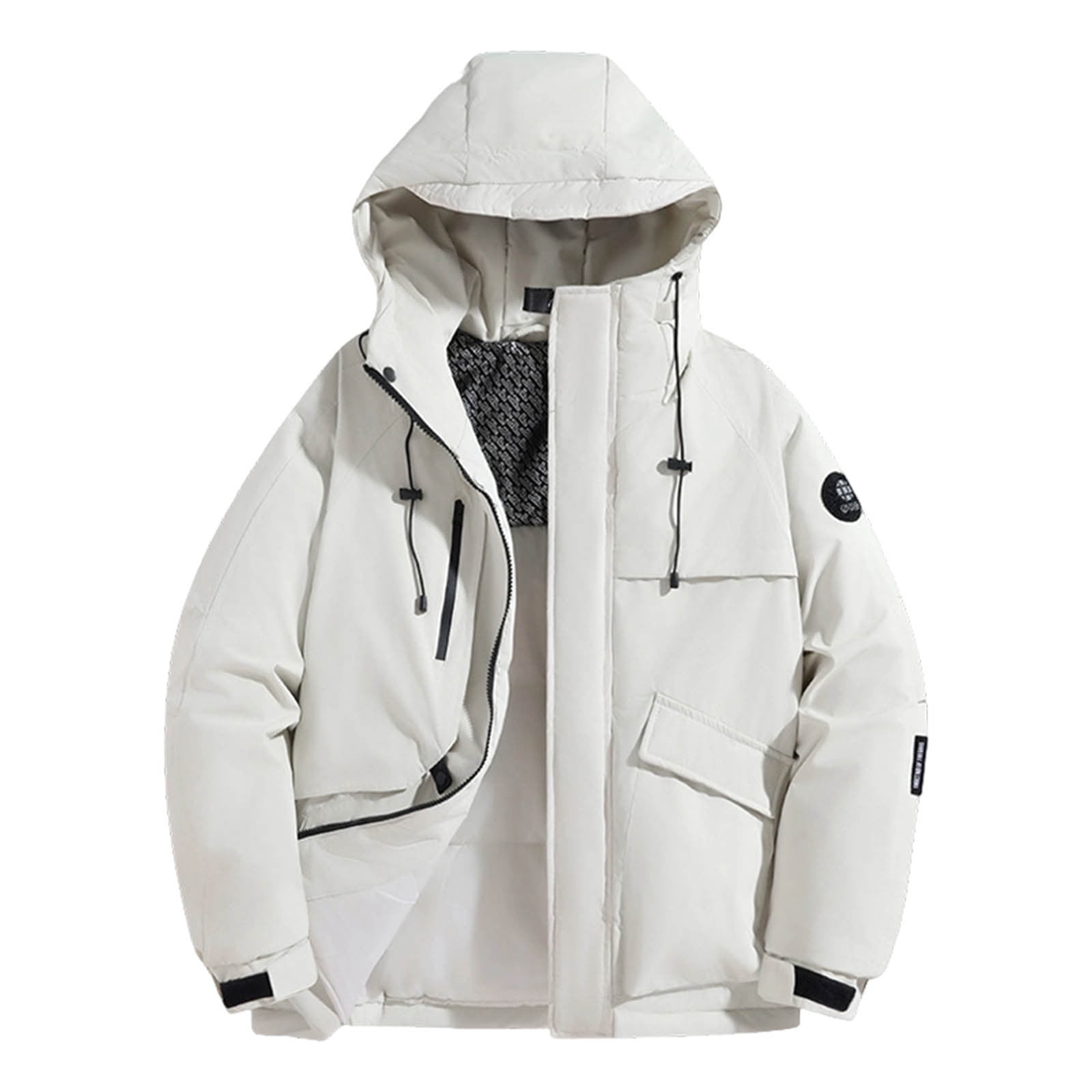 Men's Thermal Hooded Jacket with Waterproof Shell and Thick Padding for ...