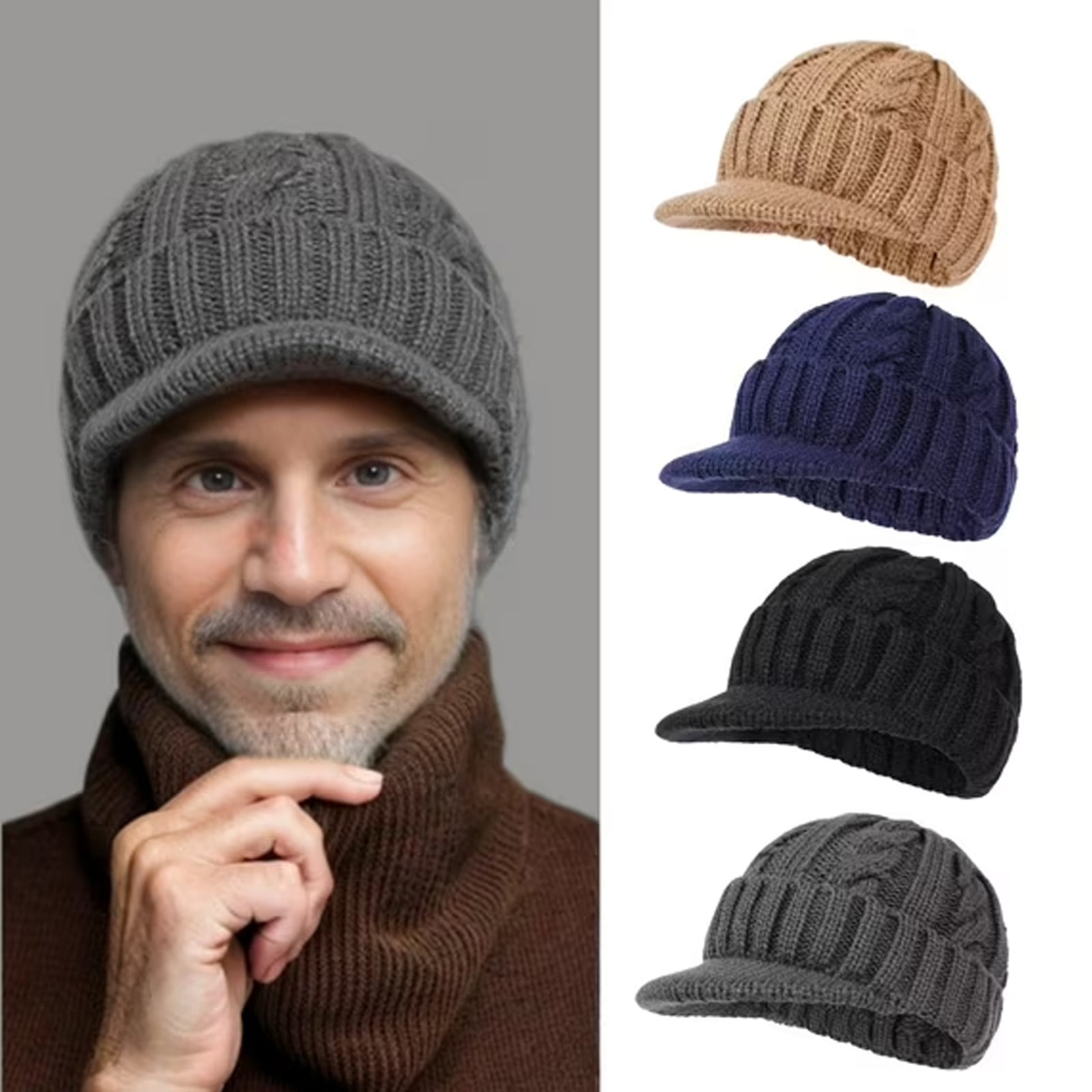 Men's Thermal Knit Beanie With Fleece Lining Winter Warm Ski Cap ...