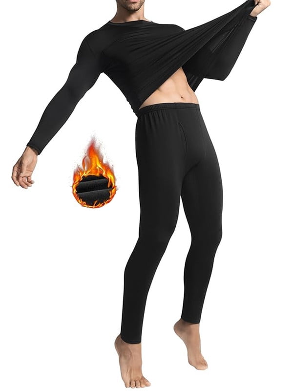 Men’s Thermal Long Johns Underwear Set – Fleece-Lined Top & Bottom ...