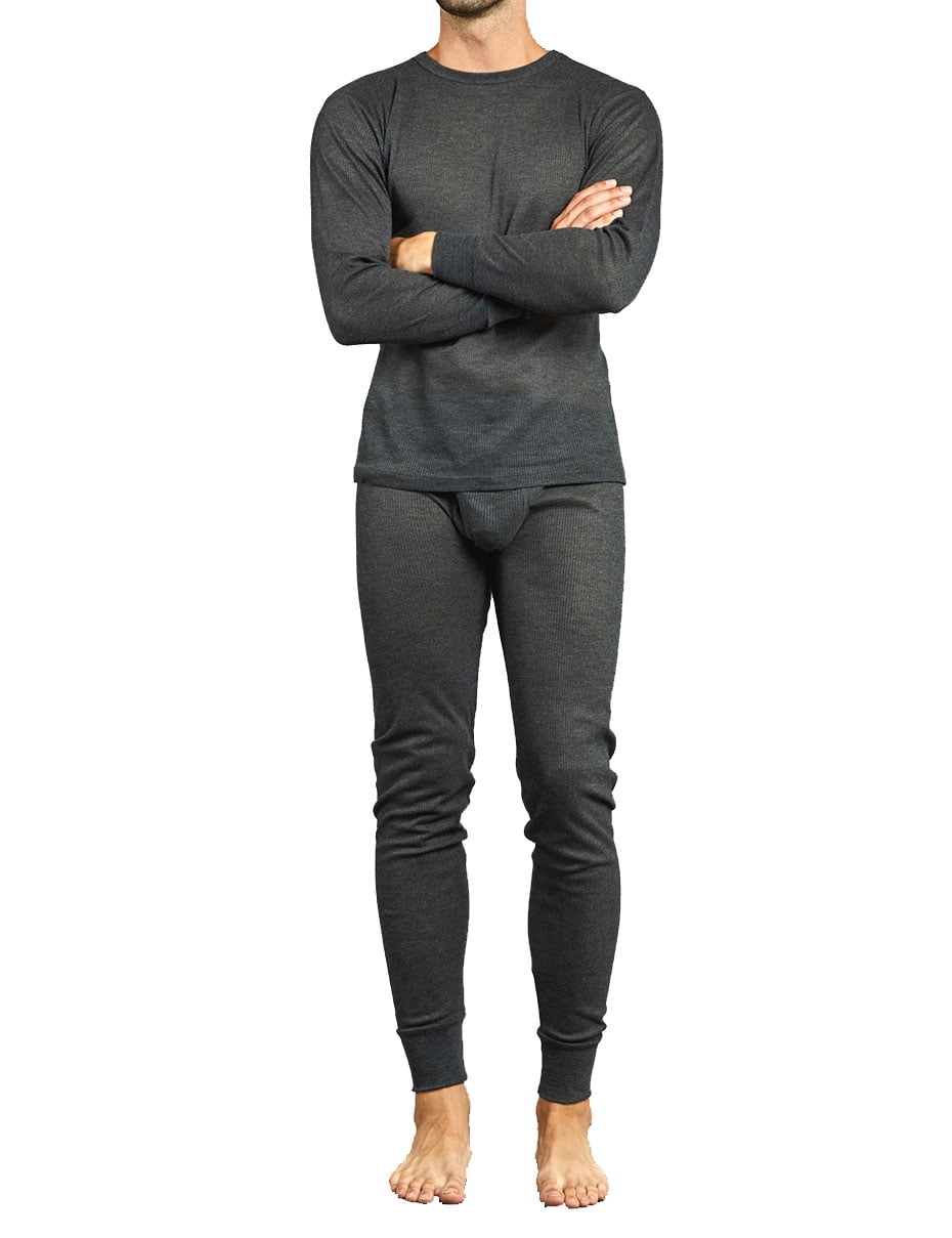 Men's Thermal Long Underwear Top Bottom Medium Weight Waffle Knit Warm ...