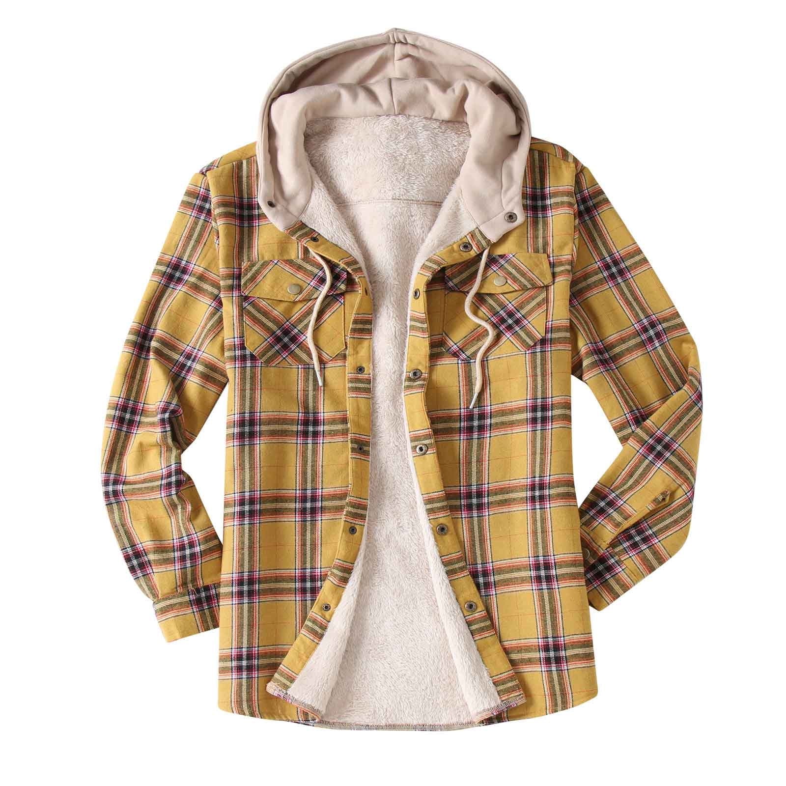Men's Thermal Sherpa Lined Hooded Flannel Shirt Jacket,Plaid Shirts ...