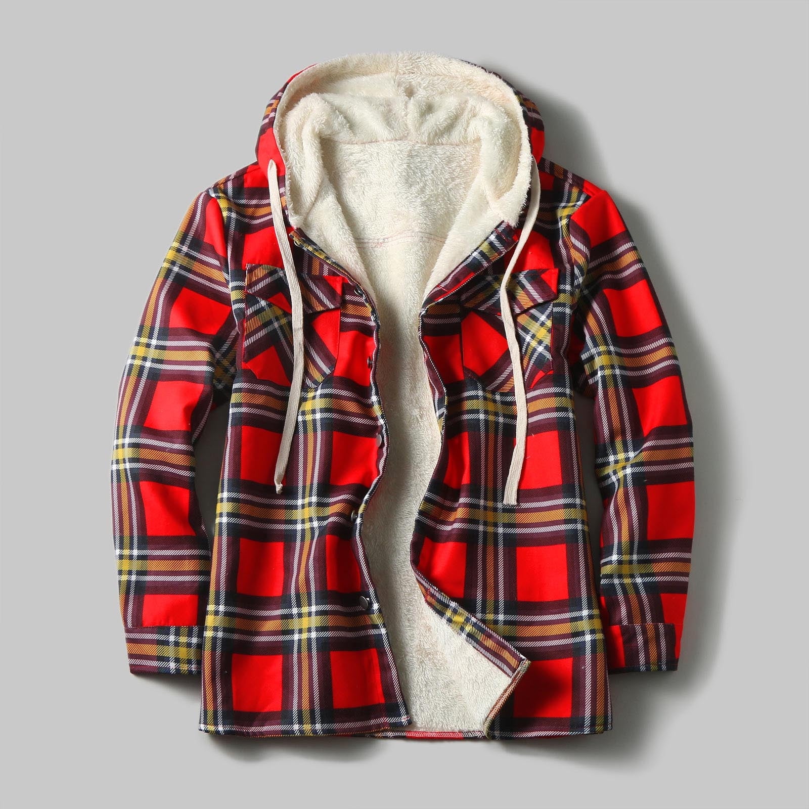 Men's Thermal Sherpa Lined Hooded Flannel Shirt Jacket,Plaid Shirts ...