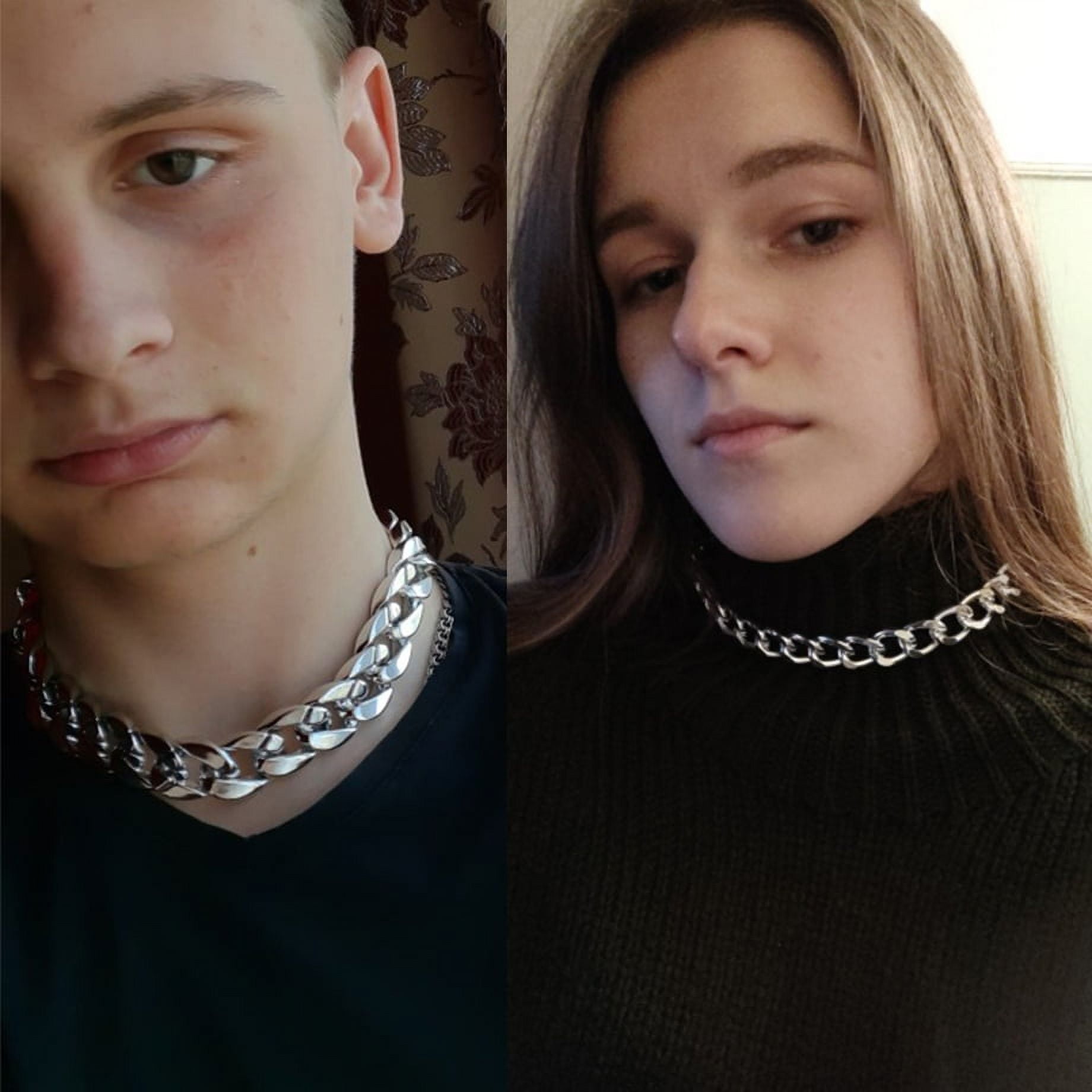 Men's Thick Cuban Link Choker Necklaces Male 14K White Gold Rapper Neck ...