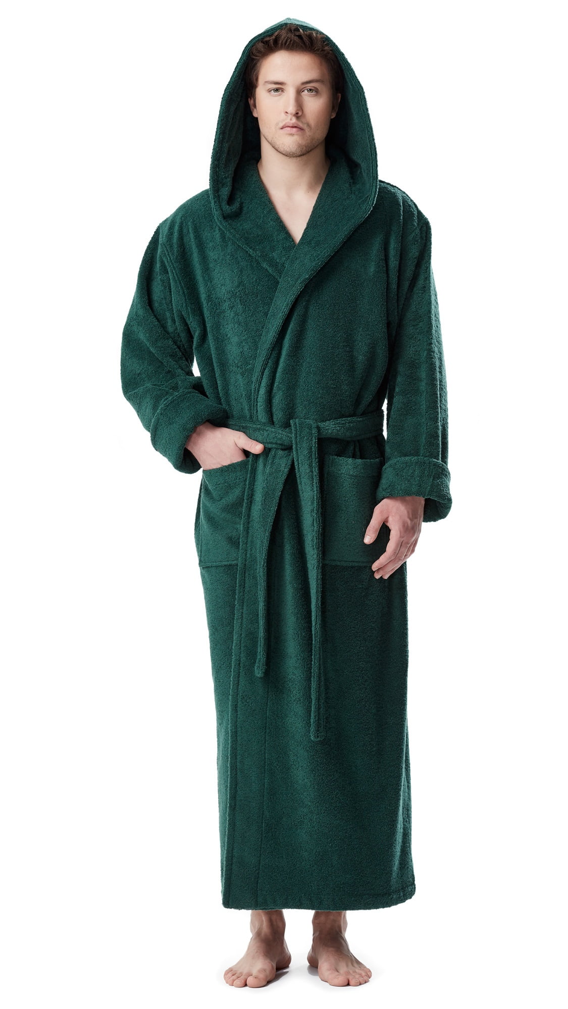 Men's Thick Full Ankle Length Hooded Turkish Cotton Bathrobe - Walmart.com
