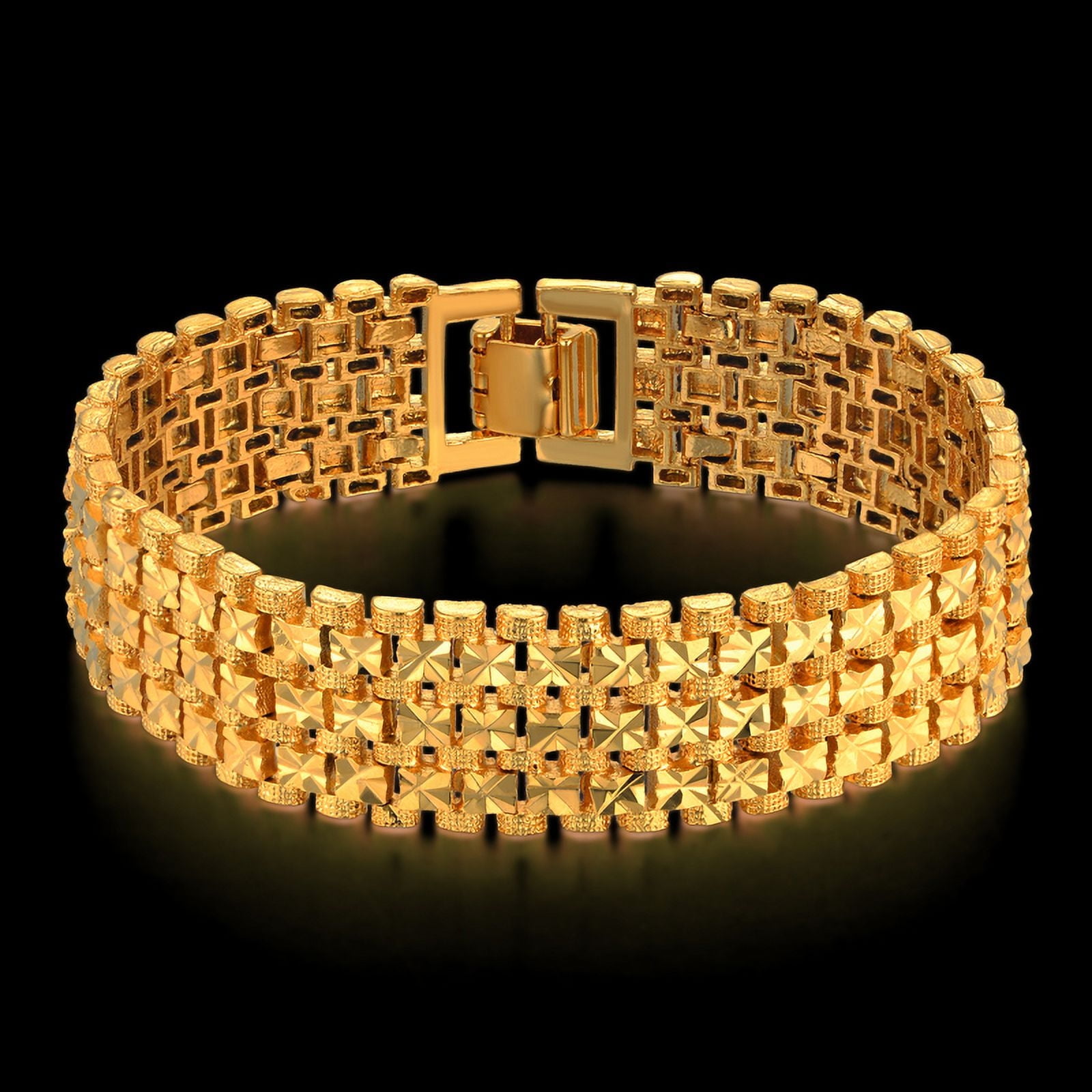 Men's Thick Link Bracelet 20CM 14K Yellow Gold homme Male Chain Link ...