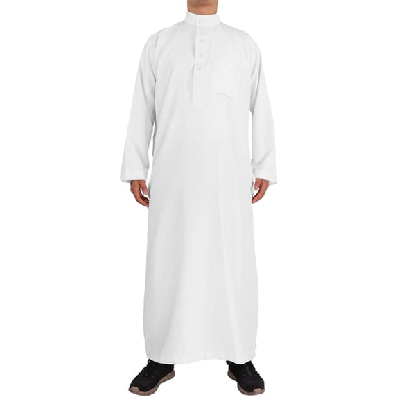 Men's Thobe Muslim Long Sleeve Middle Kaftan Abaya Arab Robe for ...