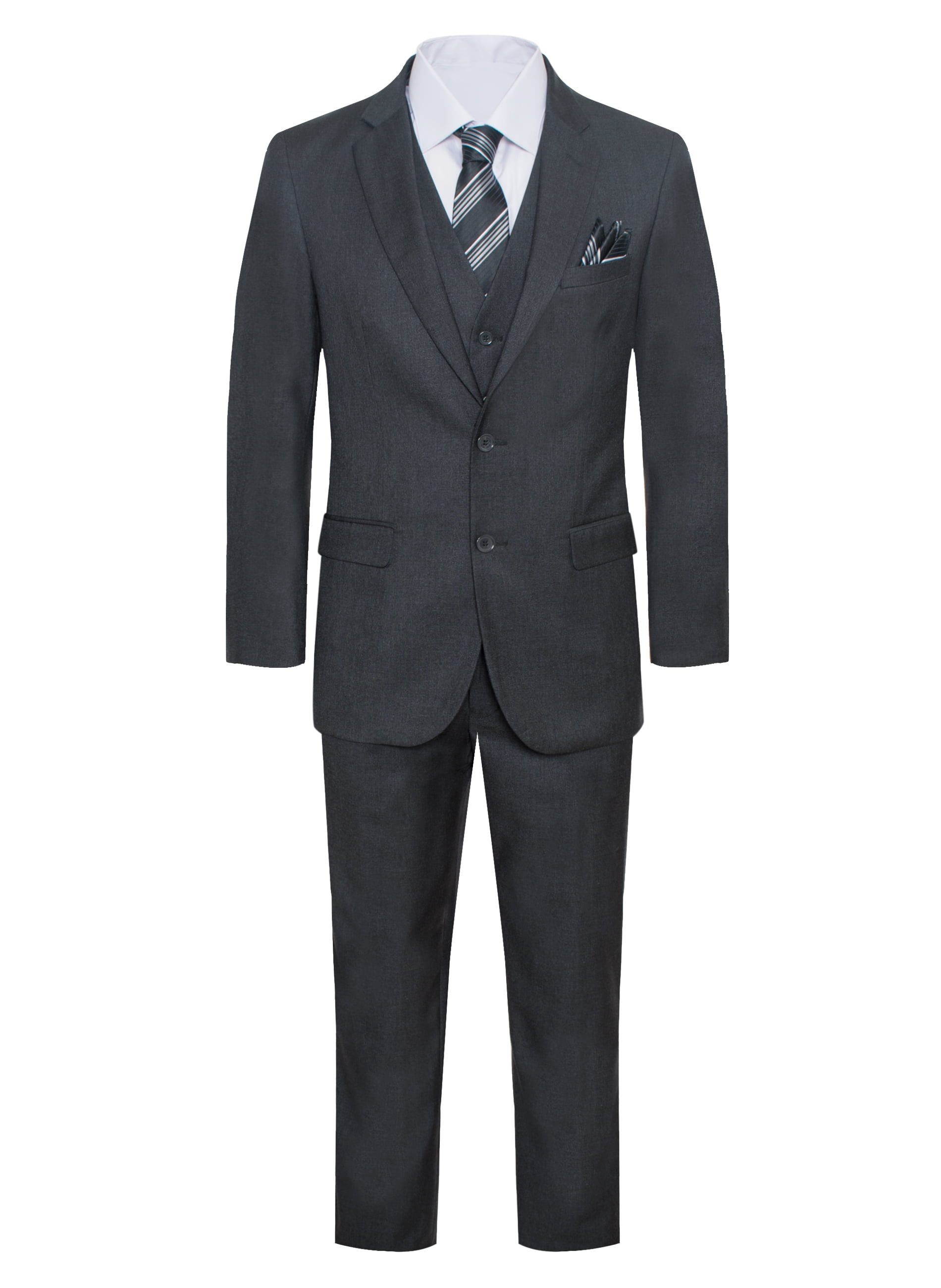 Men's Three Piece Premium Modern Fit Two Button Suit Charcoal-Gray ...